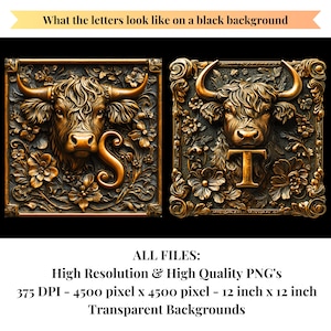 Highland Cow Clipart Farm Animal PNG Alphabet Letters for Fonts for ...
