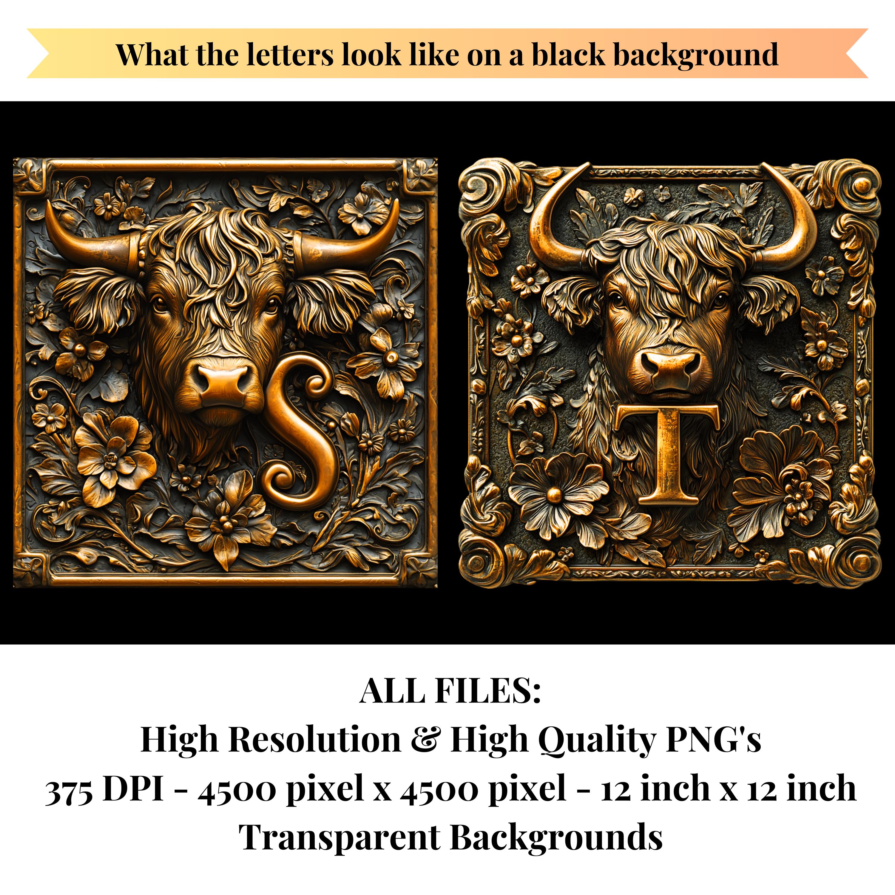 Highland Cow Clipart Farm Animal PNG Alphabet Letters for Fonts for ...