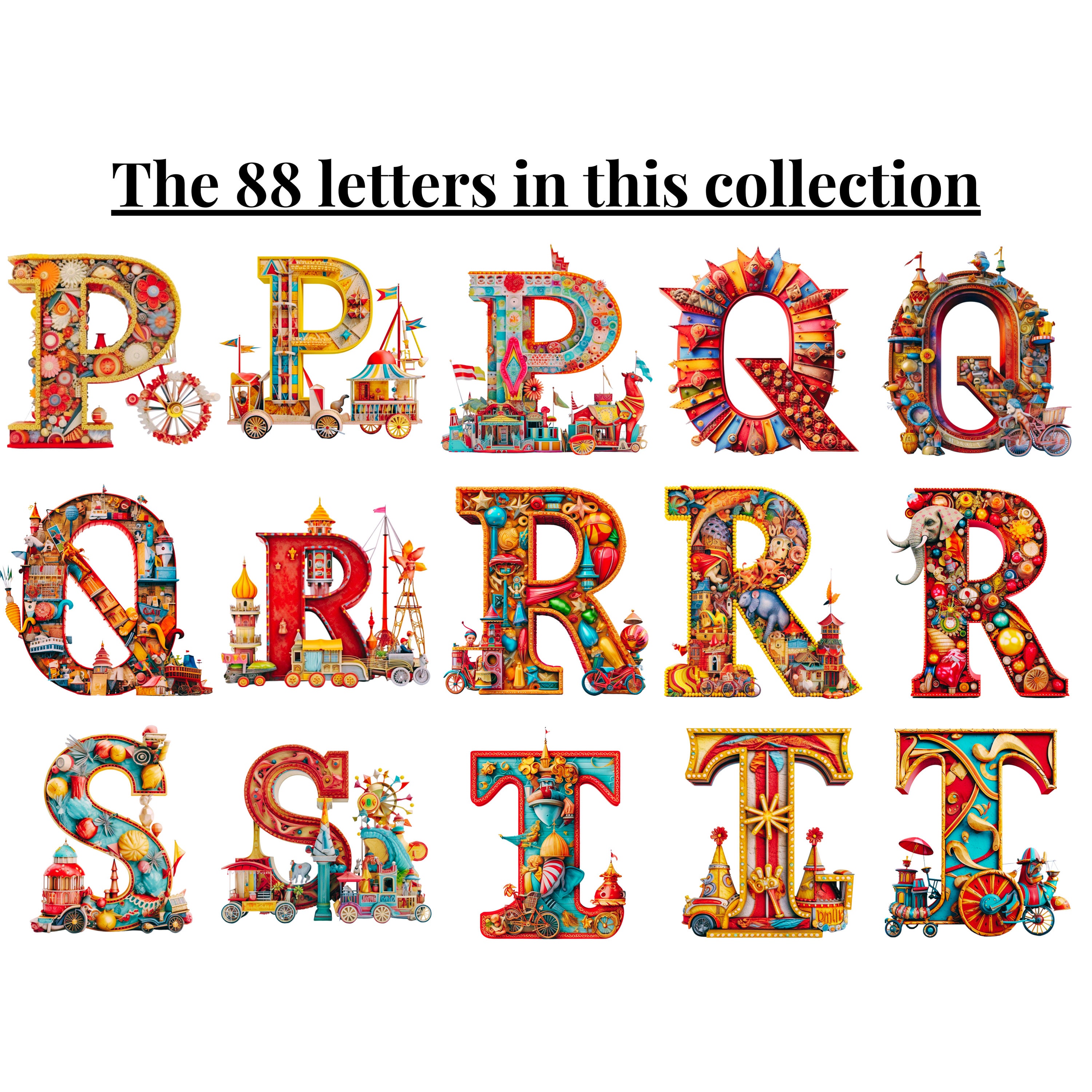 Circus Clipart Alphabet Letters PNG Files for Carnival Digital Download ...