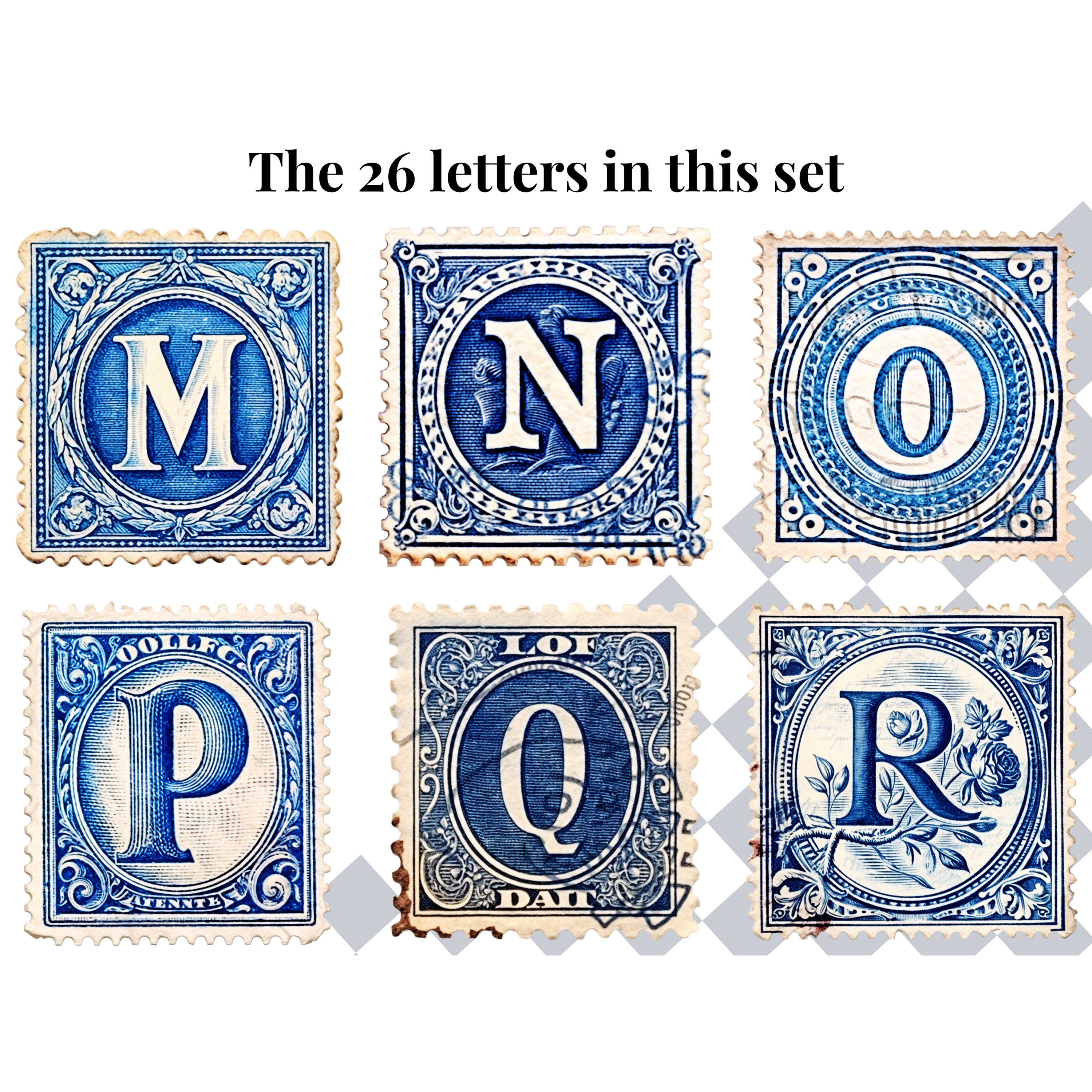 Postage Stamp Clipart Alphabet Letters PNG Files for Digital Download ...