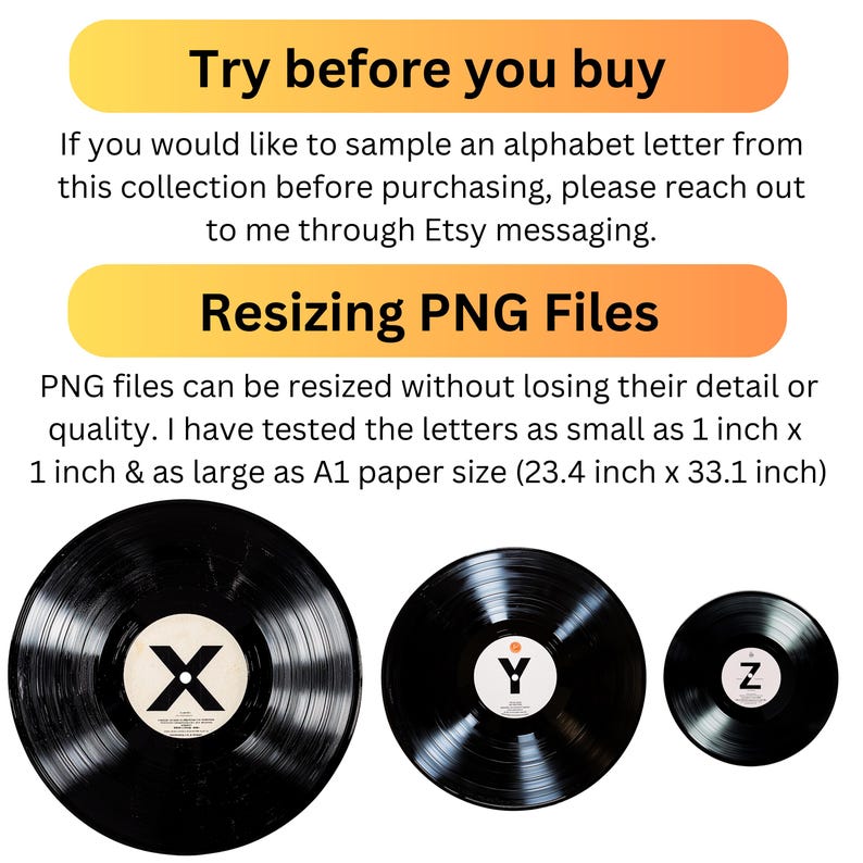 Vinyl Record Alphabet Clipart | Retro Music PNG Bundle | Digital ...