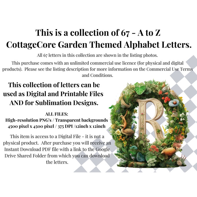 Cottage Core Clipart Alphabet Letters PNG Files for Digital - Etsy ...