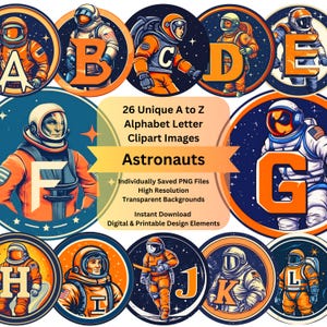 Astronaut Alphabet Clipart: Space Letters, NASA Font (digital Download ...