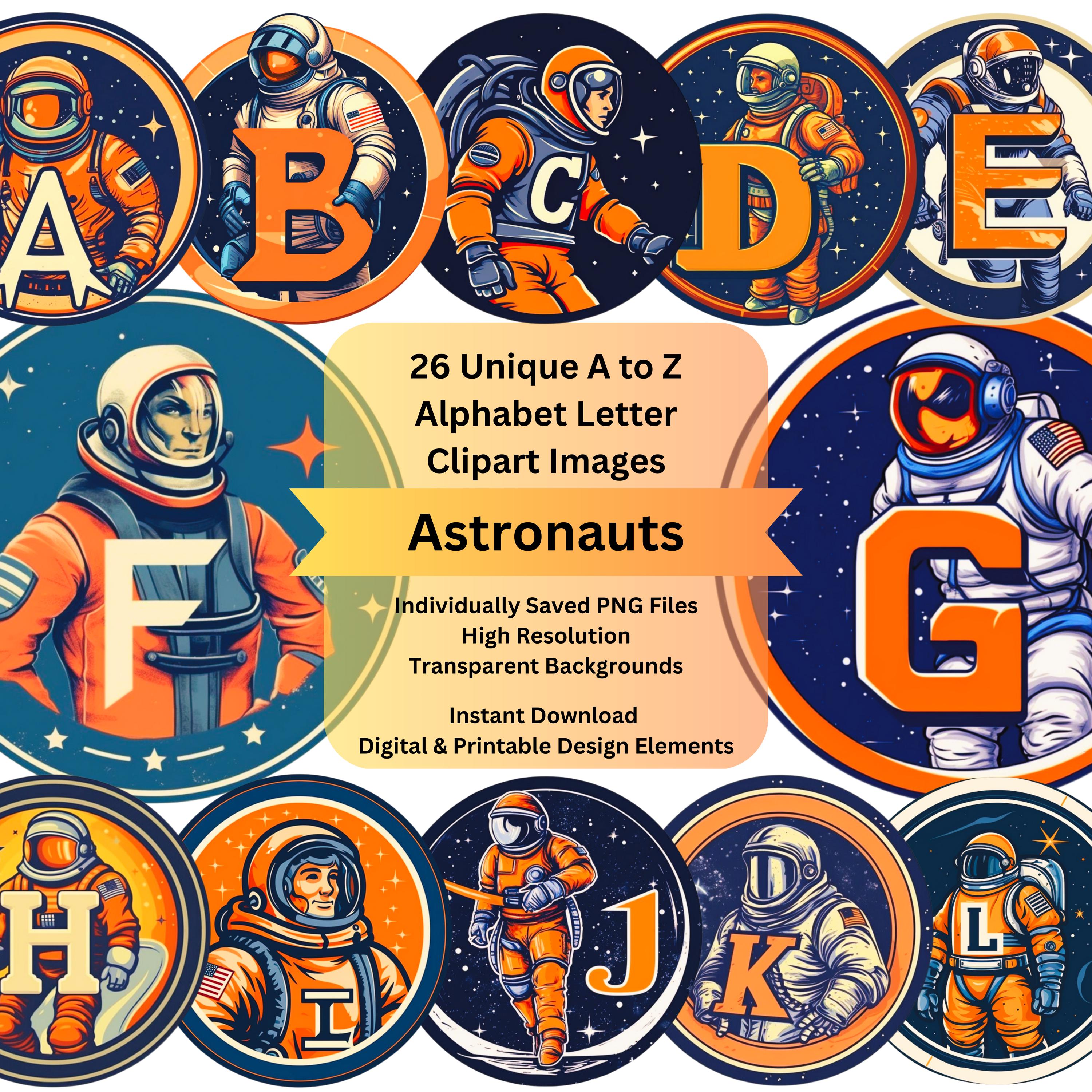 Astronaut Alphabet Clipart: Space Letters, NASA Font (digital Download) - Etsy