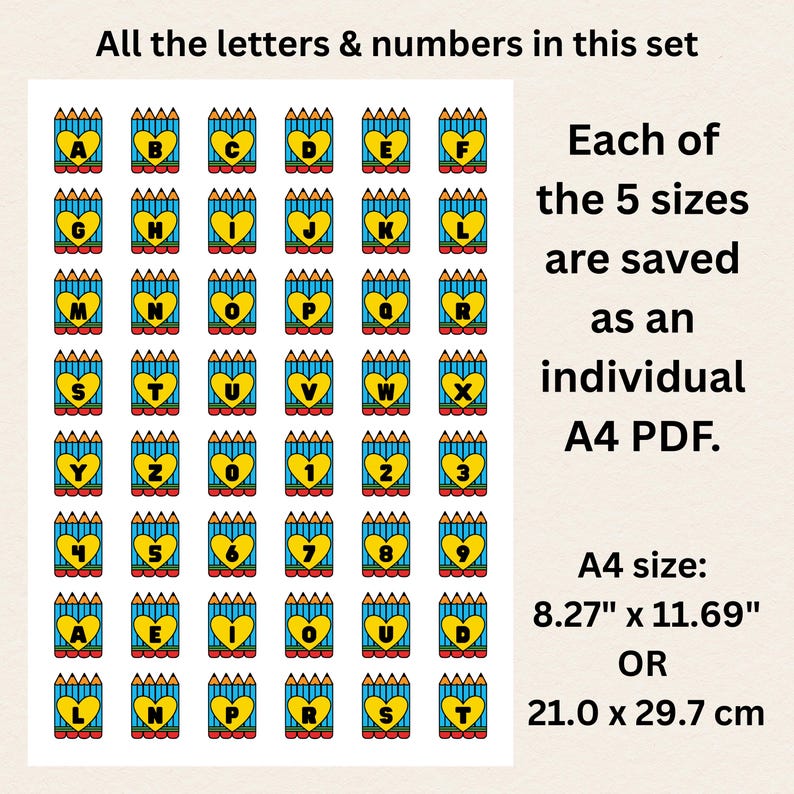 PRINTABLE Pencil Alphabet Letters & Numbers | Print and Cut Lettering ...