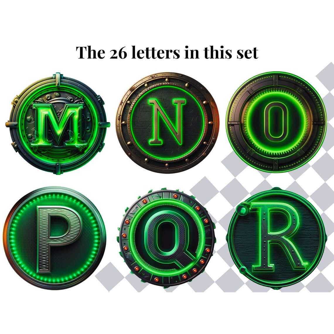 Neon Green Alphabet Clipart: A-Z PNG Files (digital Download) - Etsy