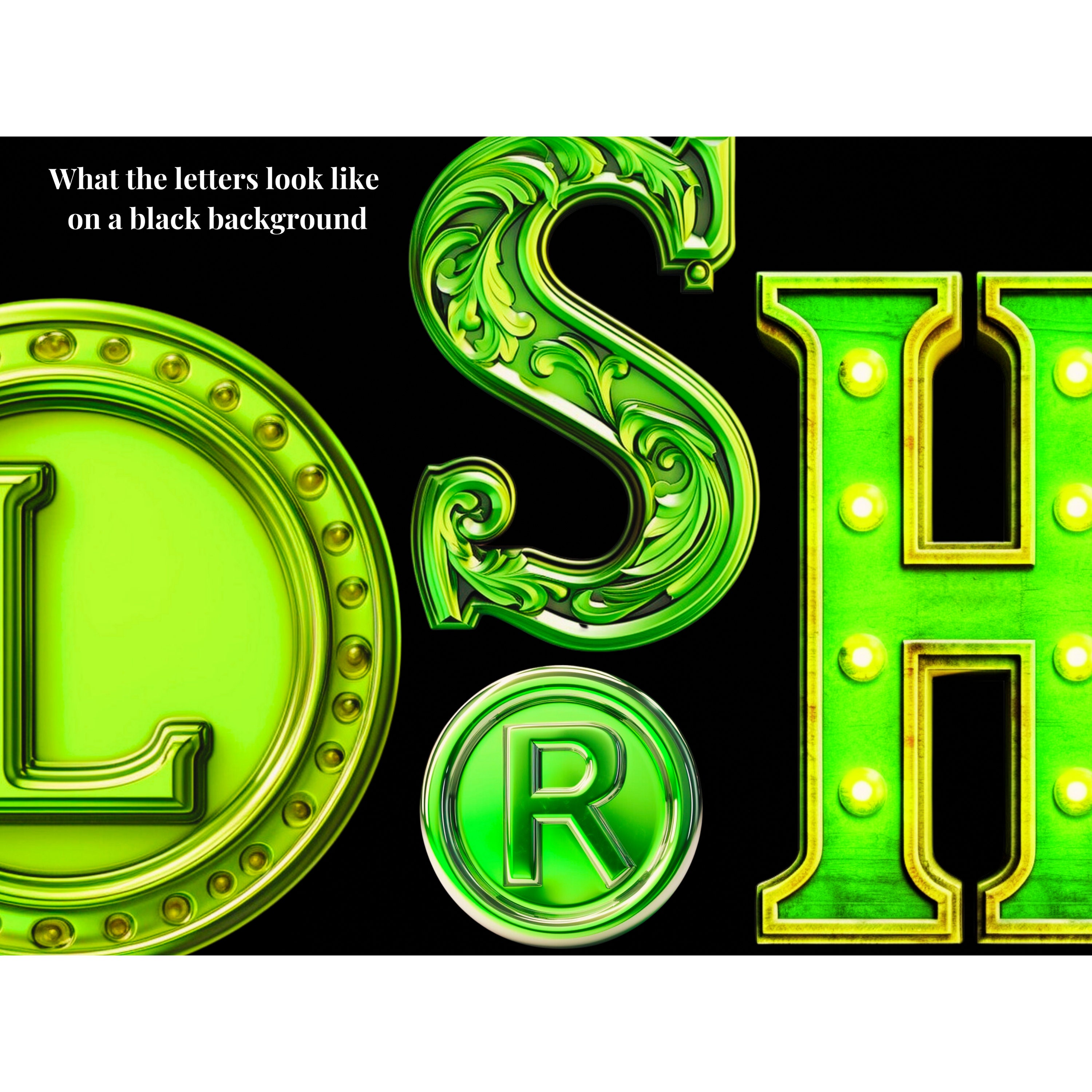 Retro Clipart Alphabet Letters PNG Files for Lime Green Digital ...