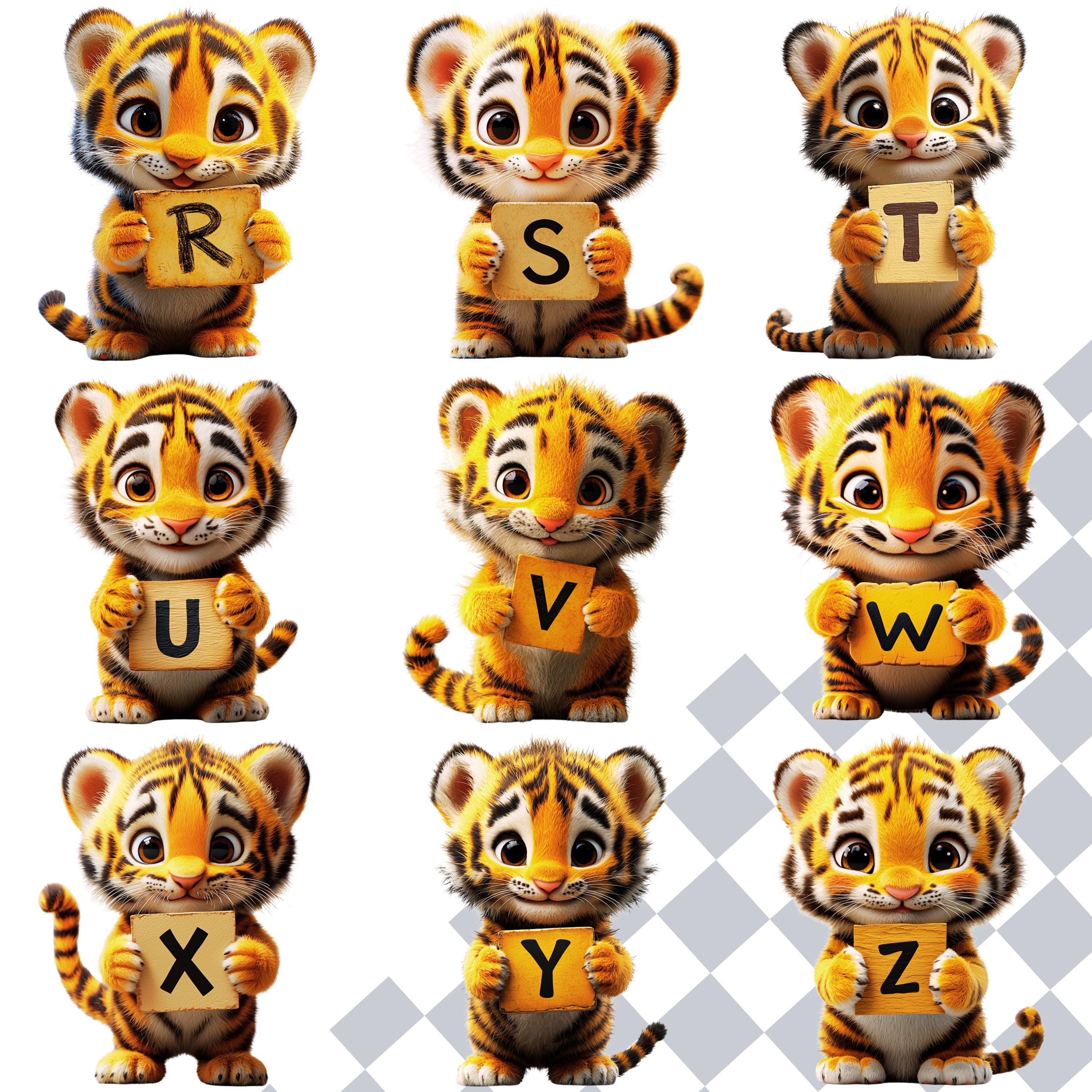 Cute Baby Tiger Clipart Animal Letters and Numbers for Printable ...
