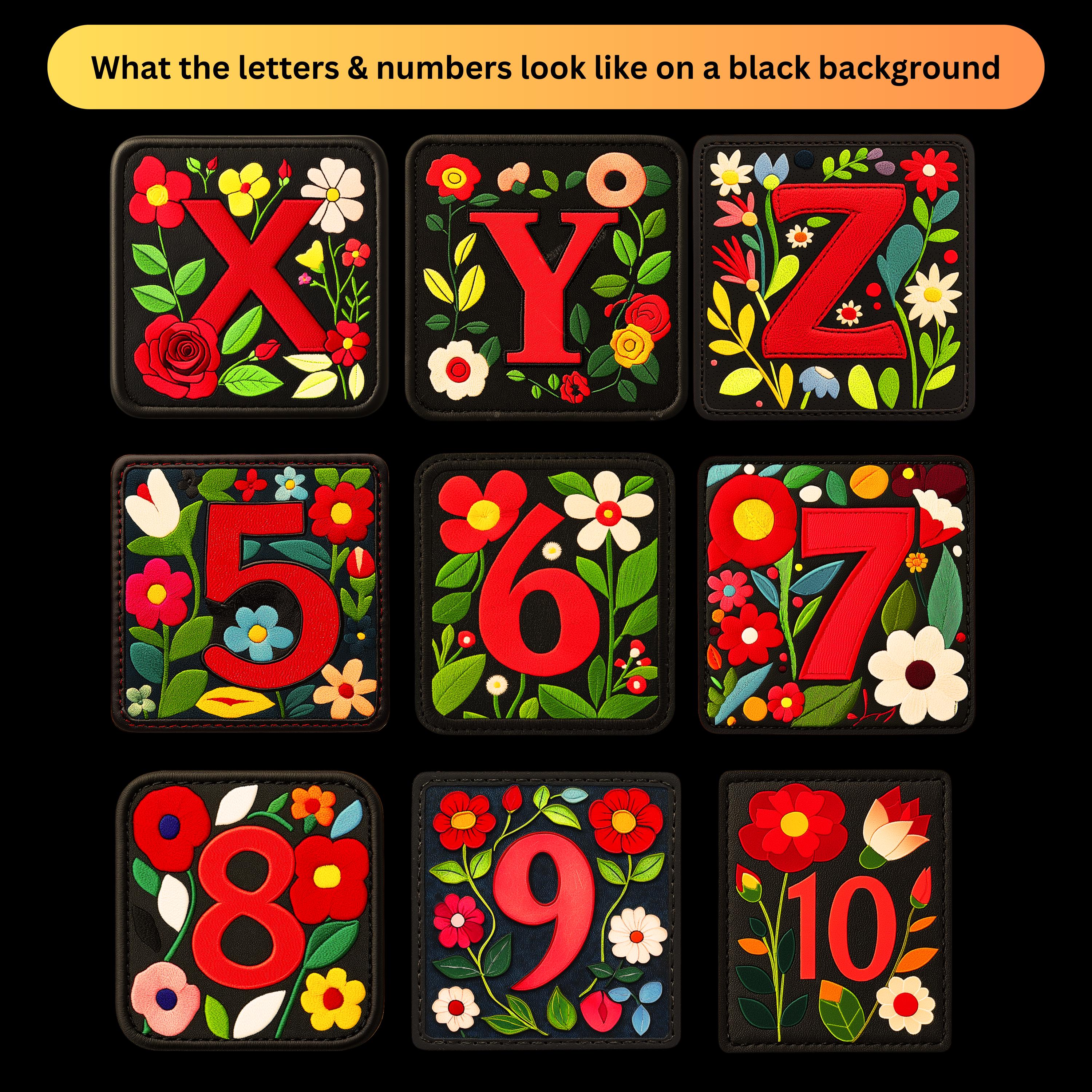 Floral Rose Alphabet Clipart: PNG Letter & Number Bundle (digital ...