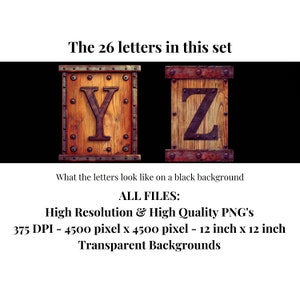 Rustic Clipart Alphabet Letters PNG Files for Instant Download ...