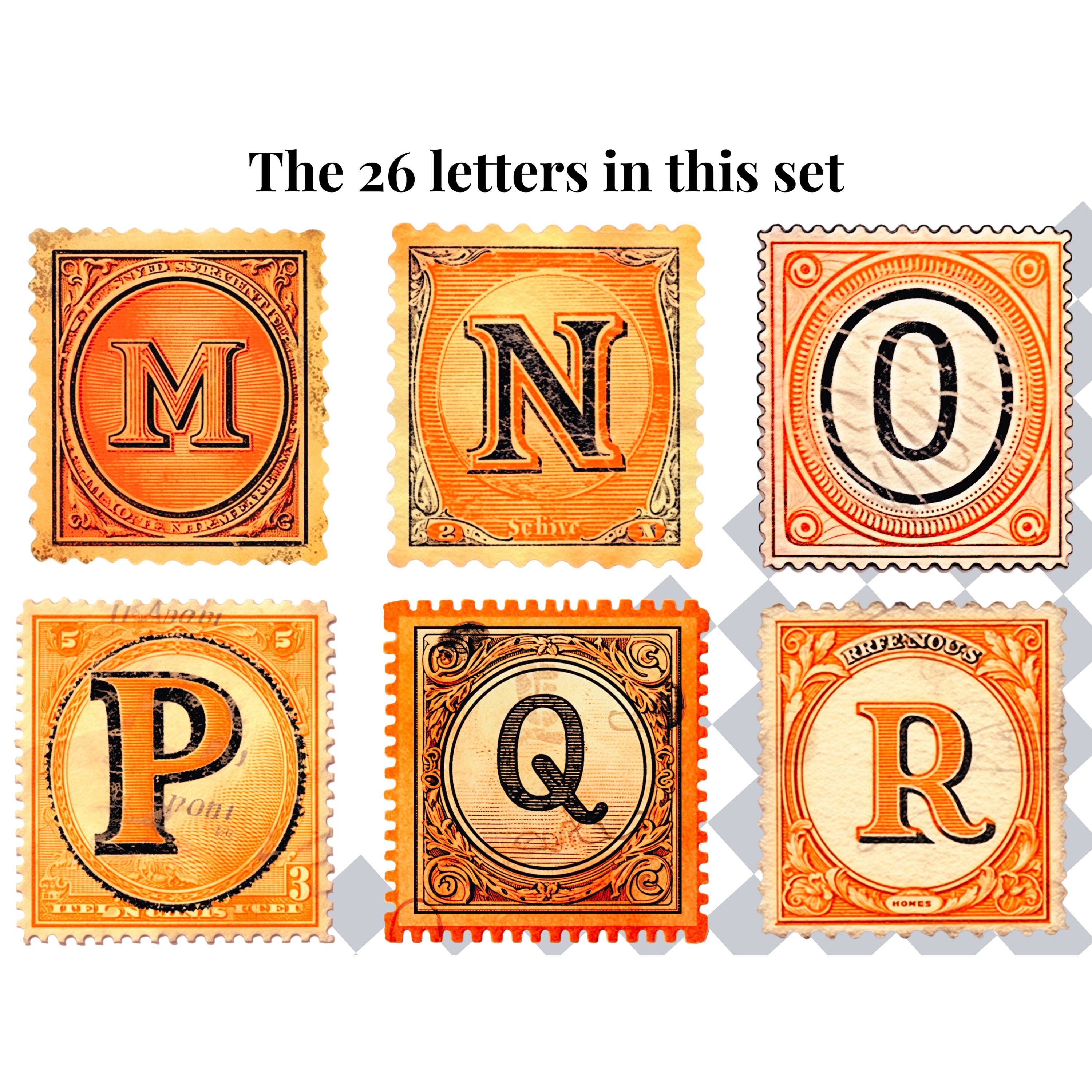 Postage Stamp Clipart Alphabet Letters PNG Files for Digital - Etsy