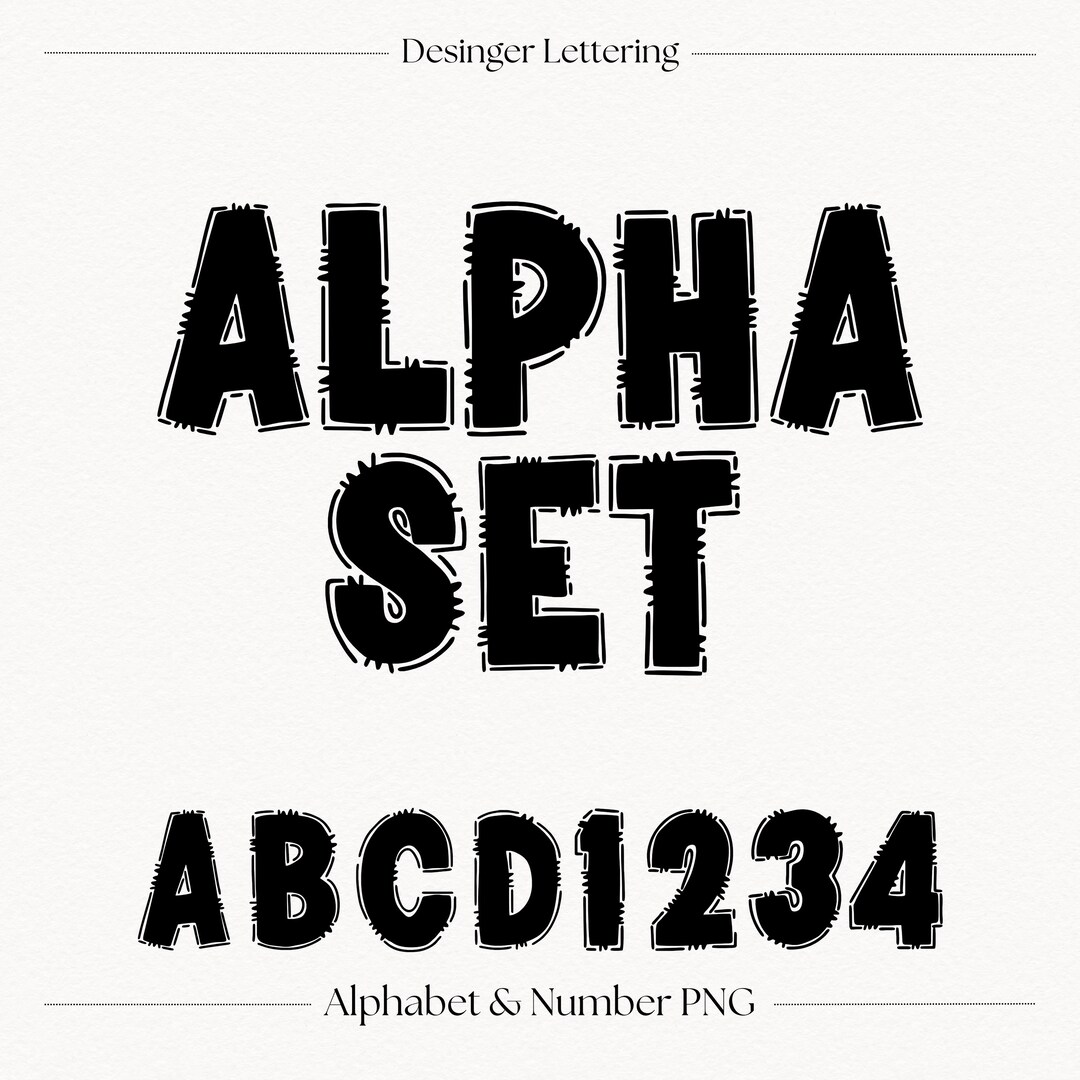 Doodle Alphabet & Numbers Set | Edgy Decorative Letter Pngs | A–Z + 0–9 ...