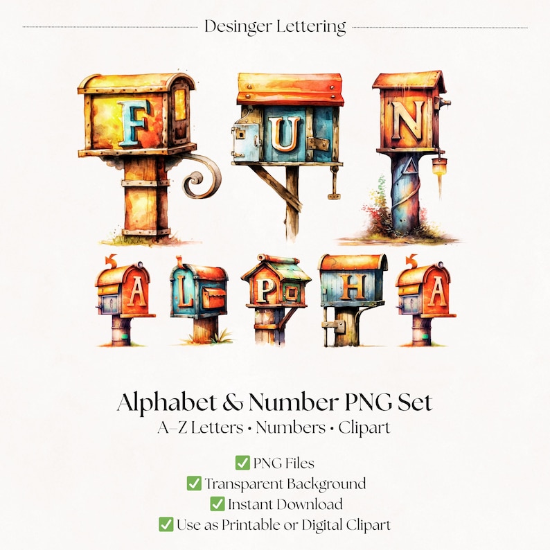 Country Mailbox PNG Letters & Numbers | Clipart Fonts | Postage Themed ...