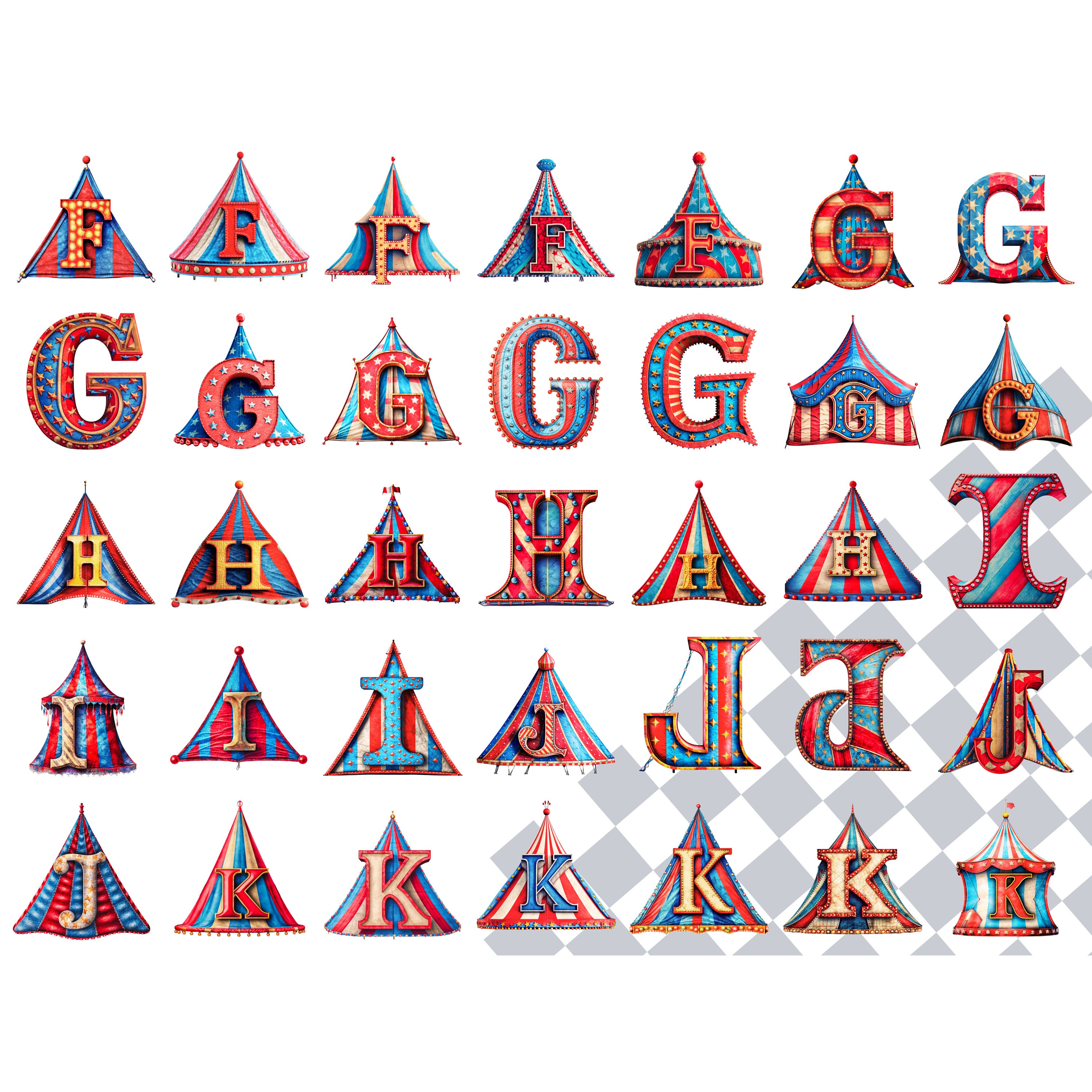 Circus Clipart Alphabet Letters for Instant Download Digital Art ...