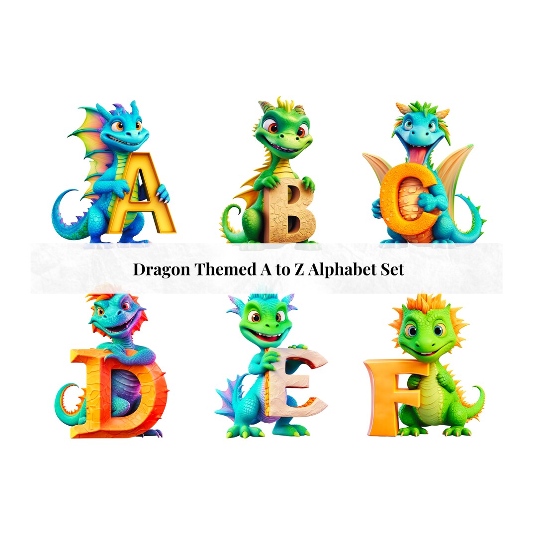 Dragon Clipart Instant Download Clipart Letters for Animal Alphabet ...