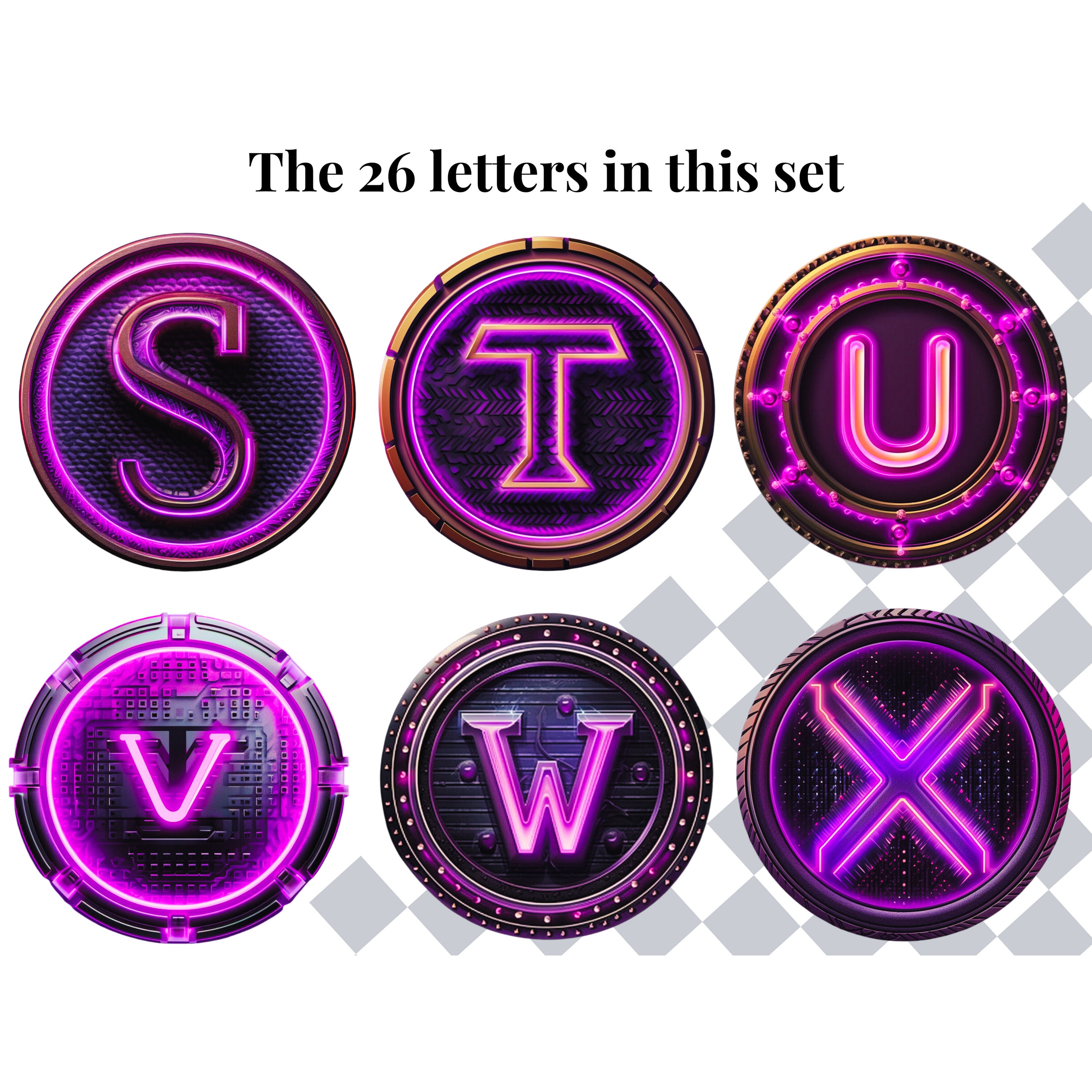 Neon Purple Alphabet Clipart: A-Z PNG Letters (digital Download) - Etsy