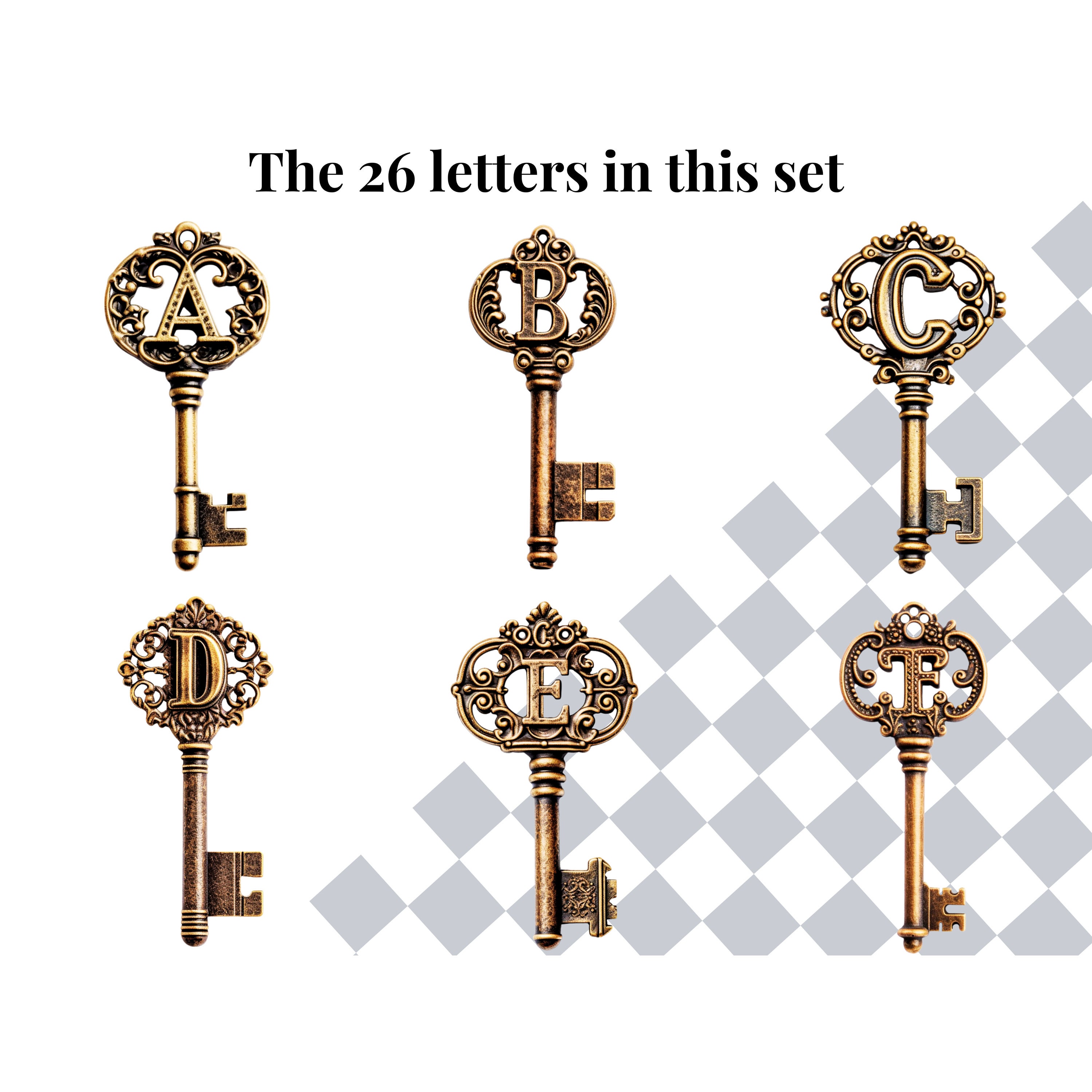 Antique Key Alphabet Letters for Steampunk Ephemera Scrapbook - Etsy