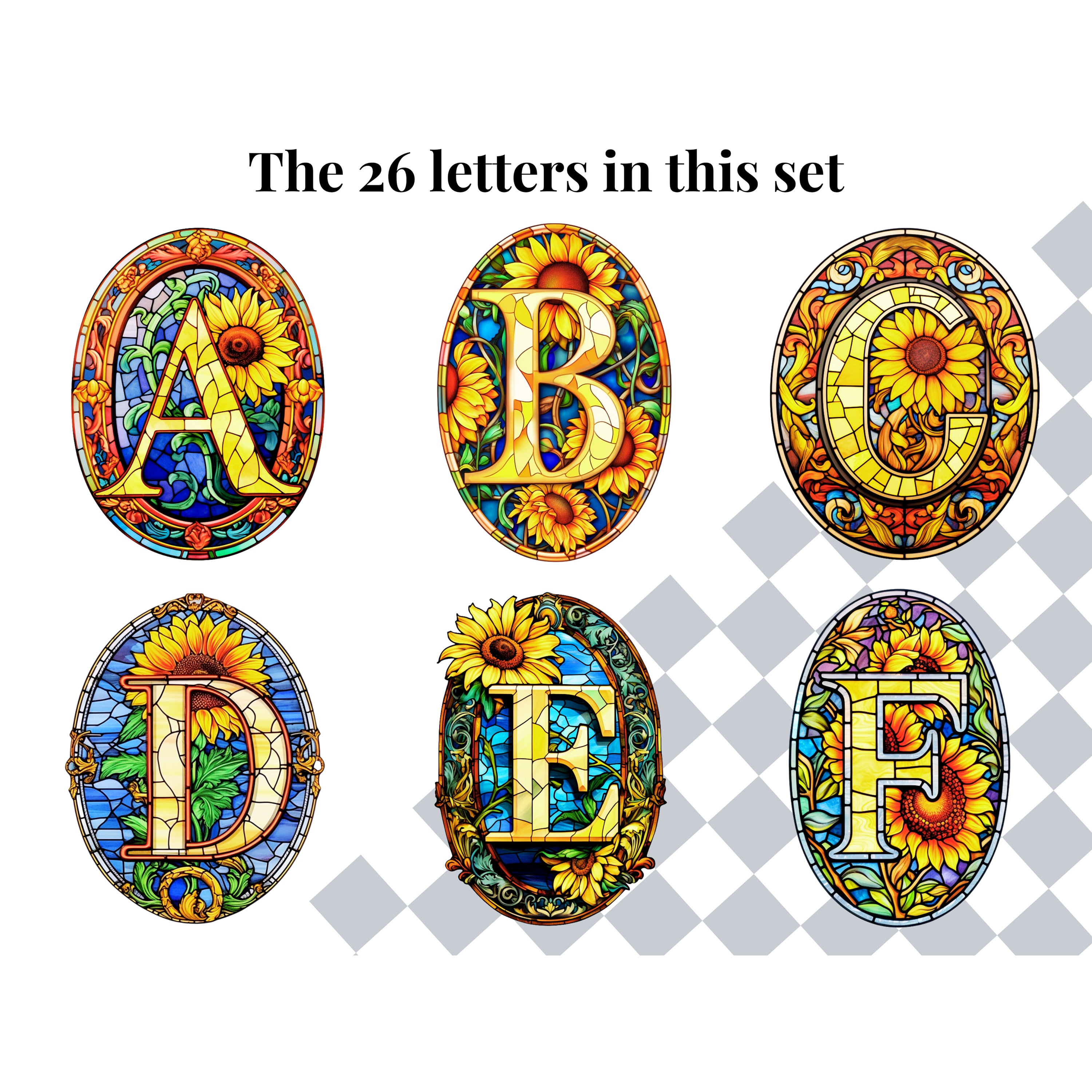 Sunflower Printable Alphabet Letters and Numbers Floral Clipart PNG ...