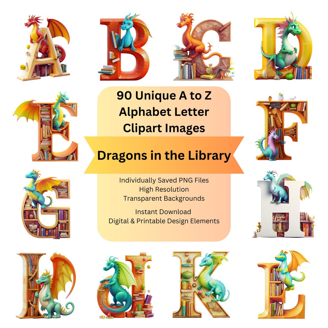 Dragon Clipart Alphabet Letters PNG for Printable Letters, Alphabet ...