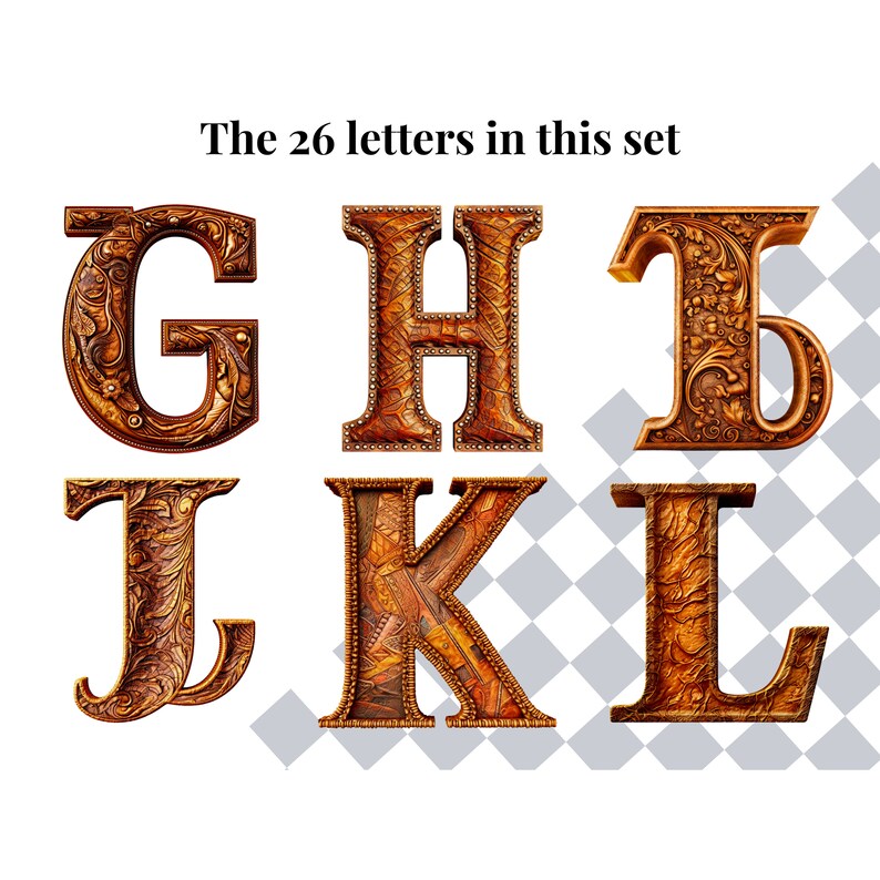 Brown Leather Alphabet Clipart: Vintage Country and Western Letters ...