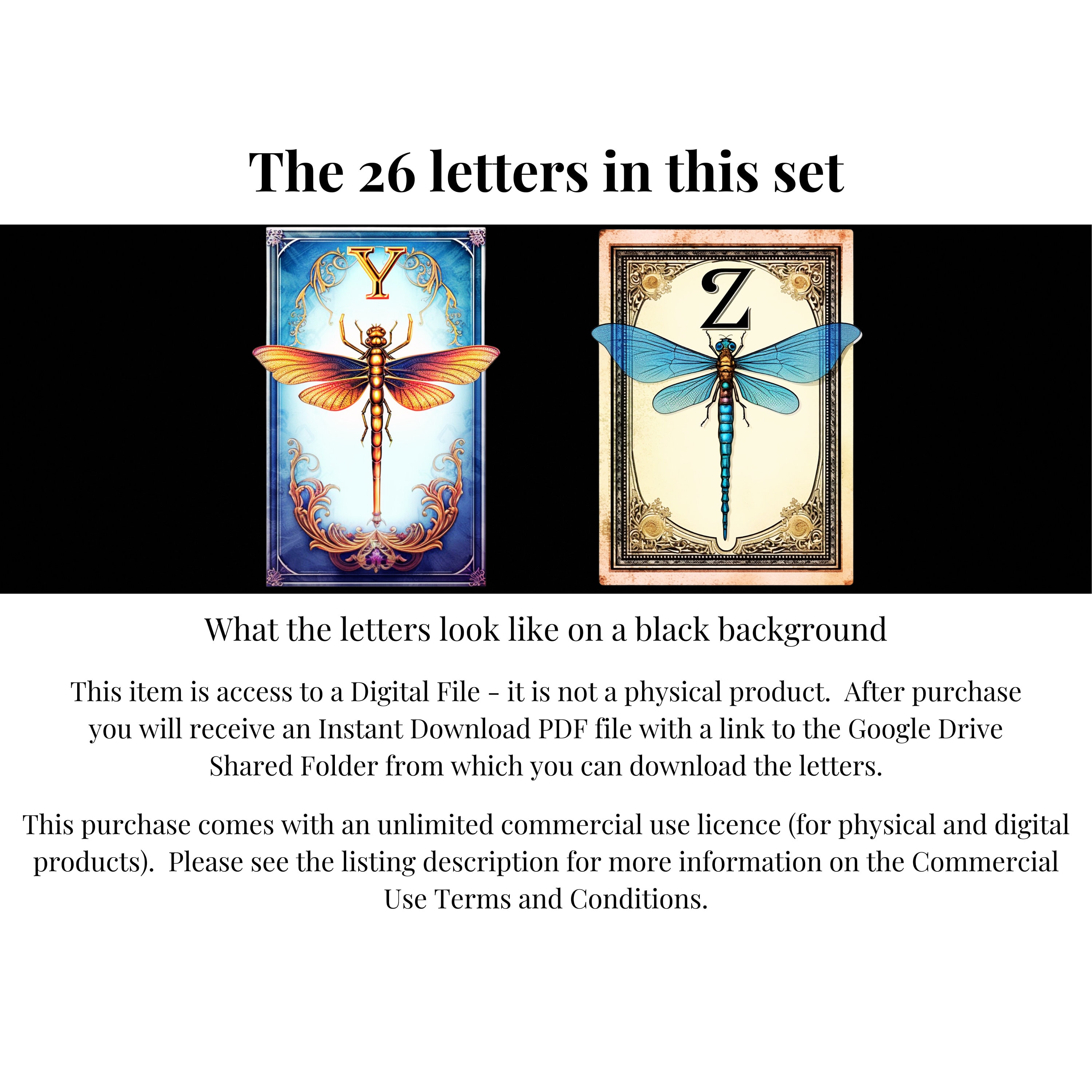 Dragonfly Clipart Alphabet Letters, PNG Fonts for Digital and Printable ...