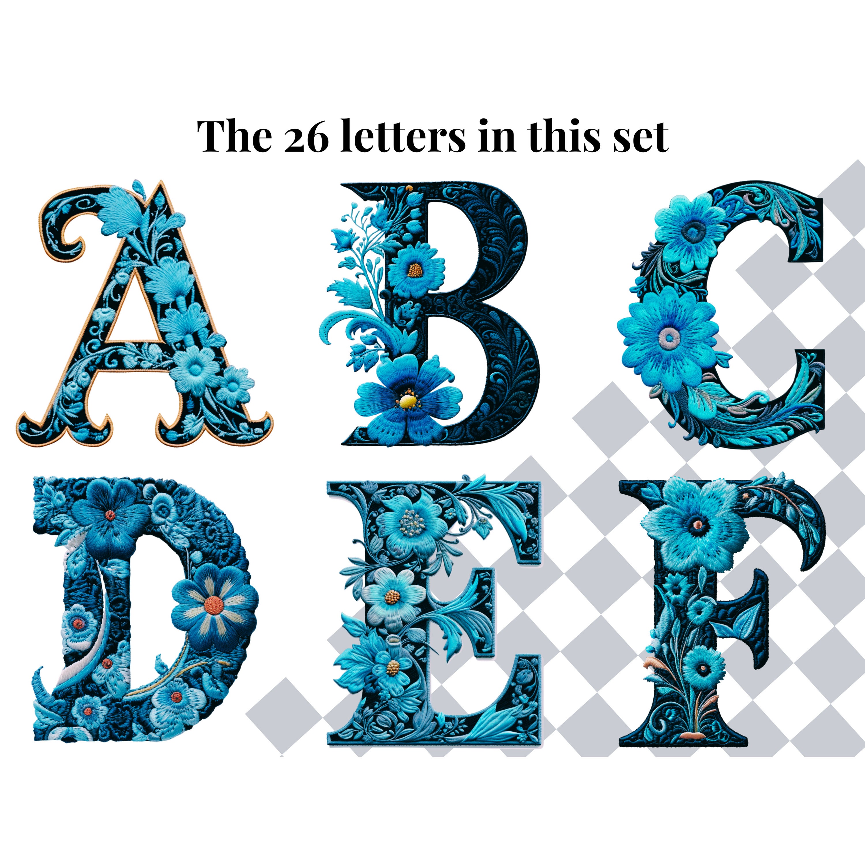 Floral Clipart Alphabet Letters PNG Files for Flower Digital Download ...