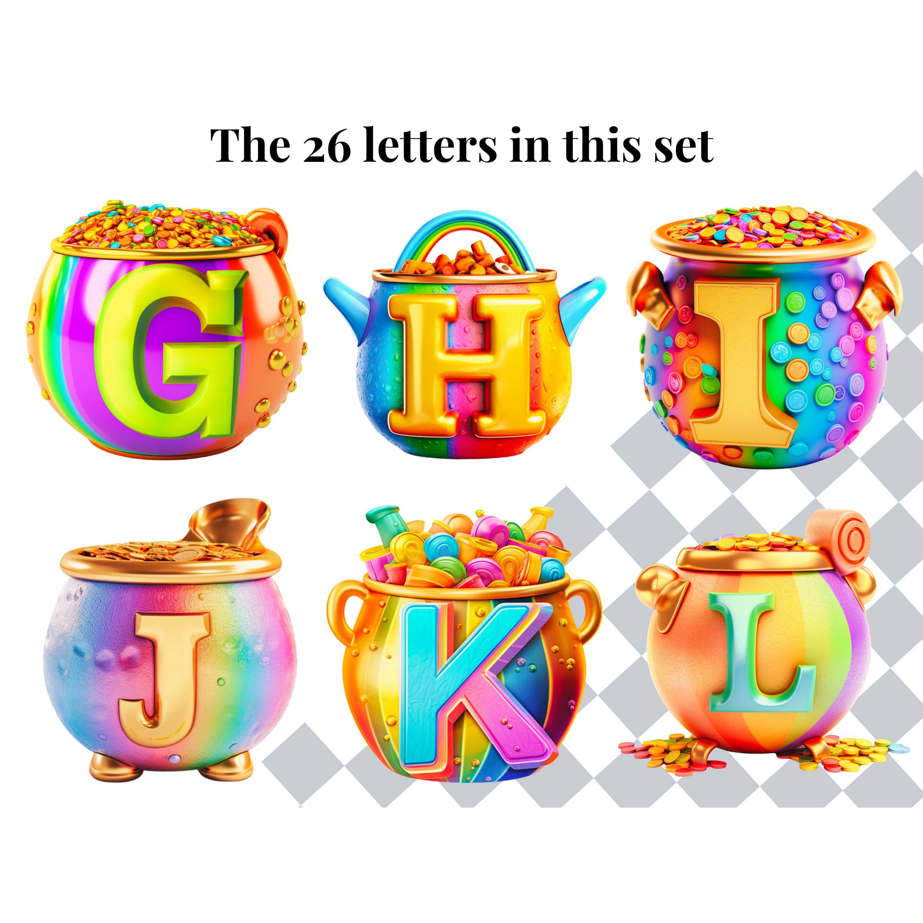 Rainbow Clipart Printable Alphabet Letters and Numbers for PNG Designs ...