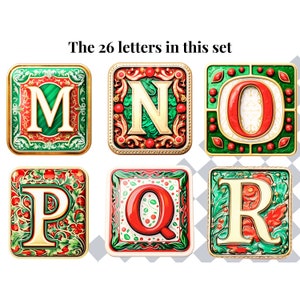 Vintage Christmas Clipart Alphabet Letters | Fun Decorative Xmas Fonts ...