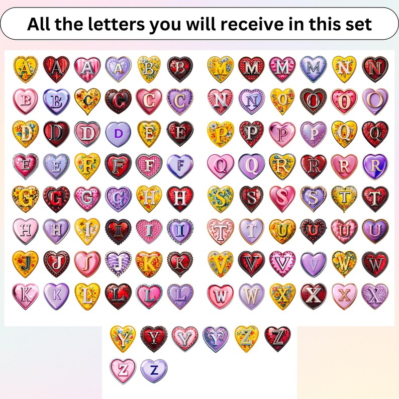 Love Heart Alphabet Stickers: Vintage Ephemera Collage (printable PDF ...