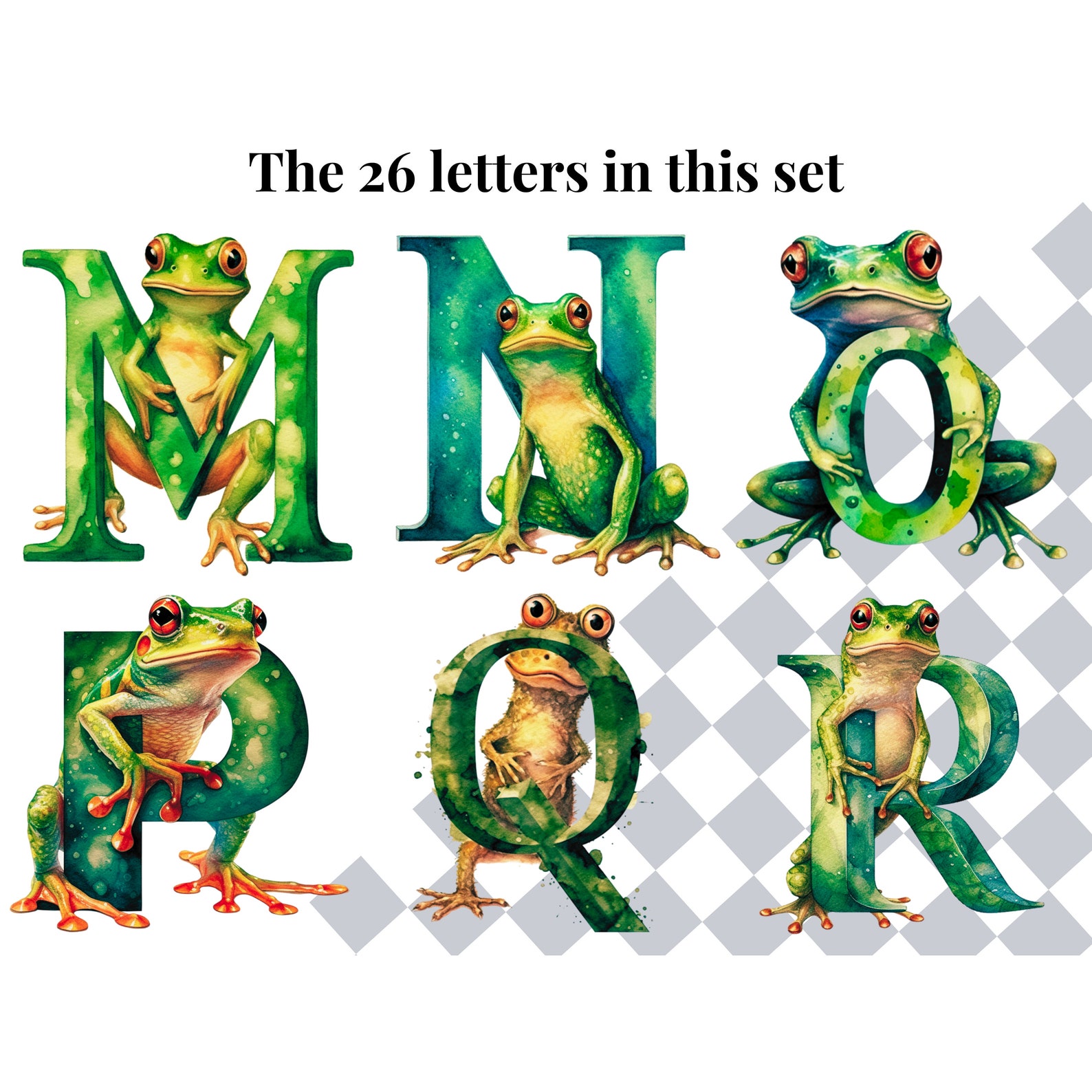 Frog Clipart Decorative Letters PNG for Animal Alphabet, Cute ...