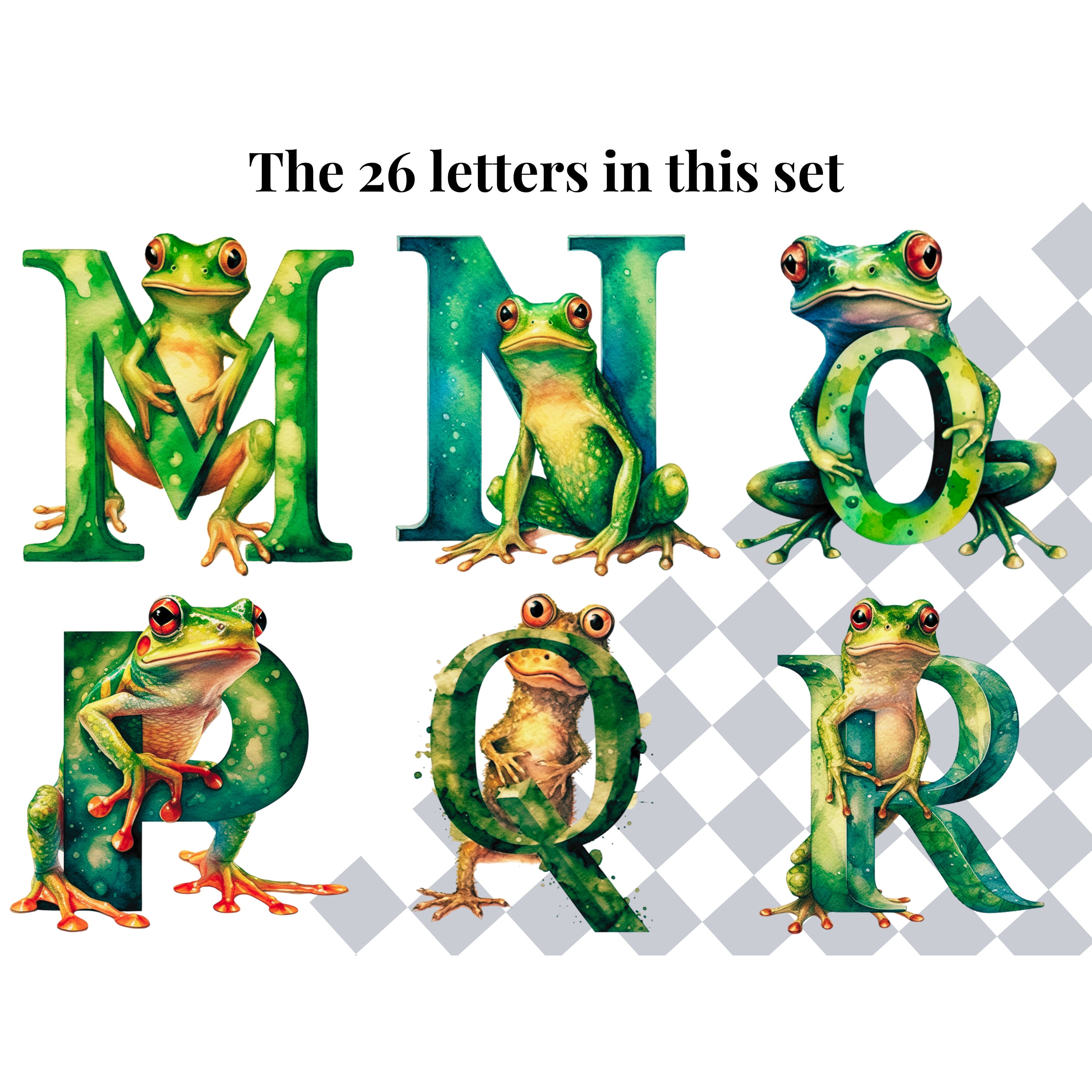Frog Clipart Decorative Letters PNG for Animal Alphabet, Cute ...