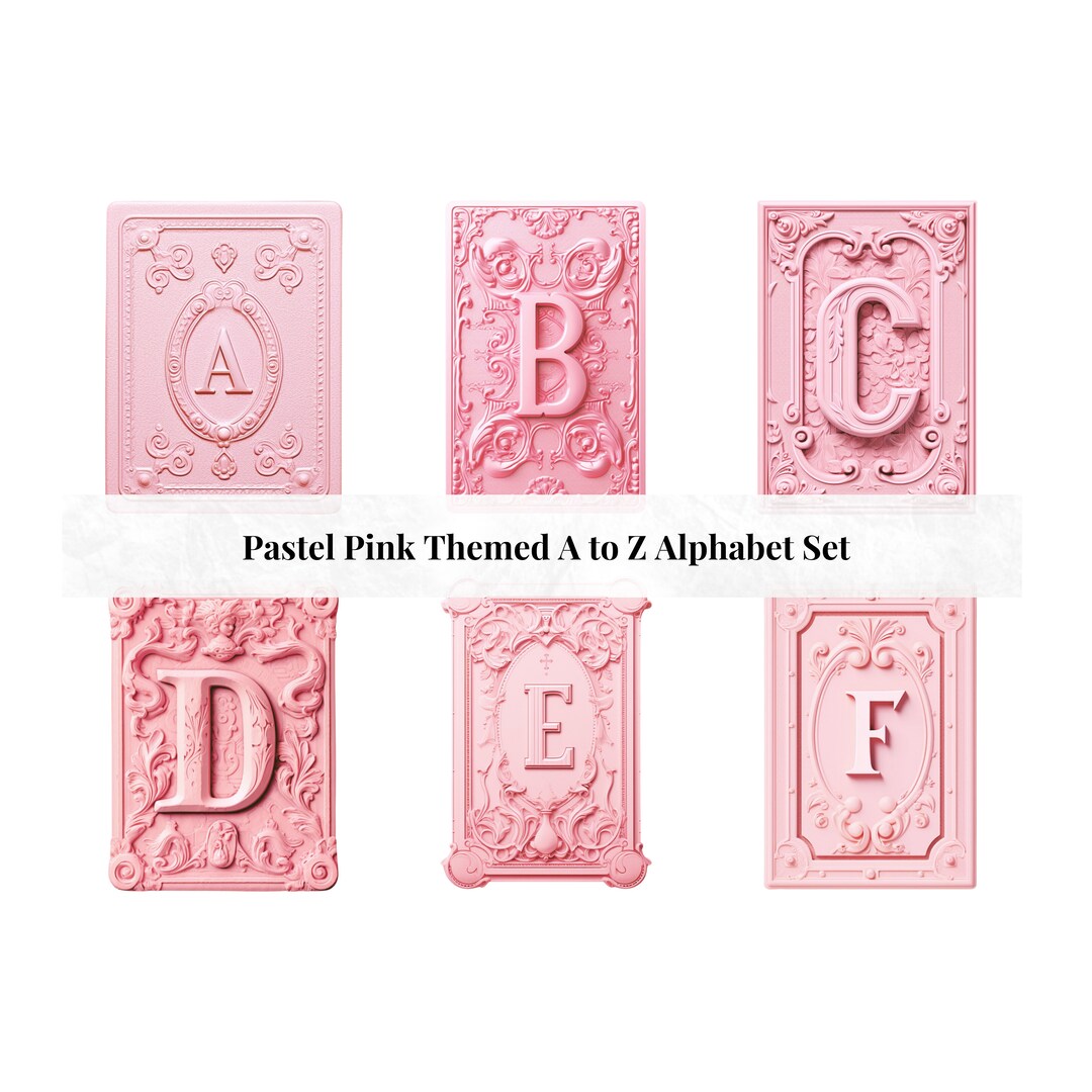 Pastel Pink Clipart Alphabet Letters PNG Files for Digital Download ...