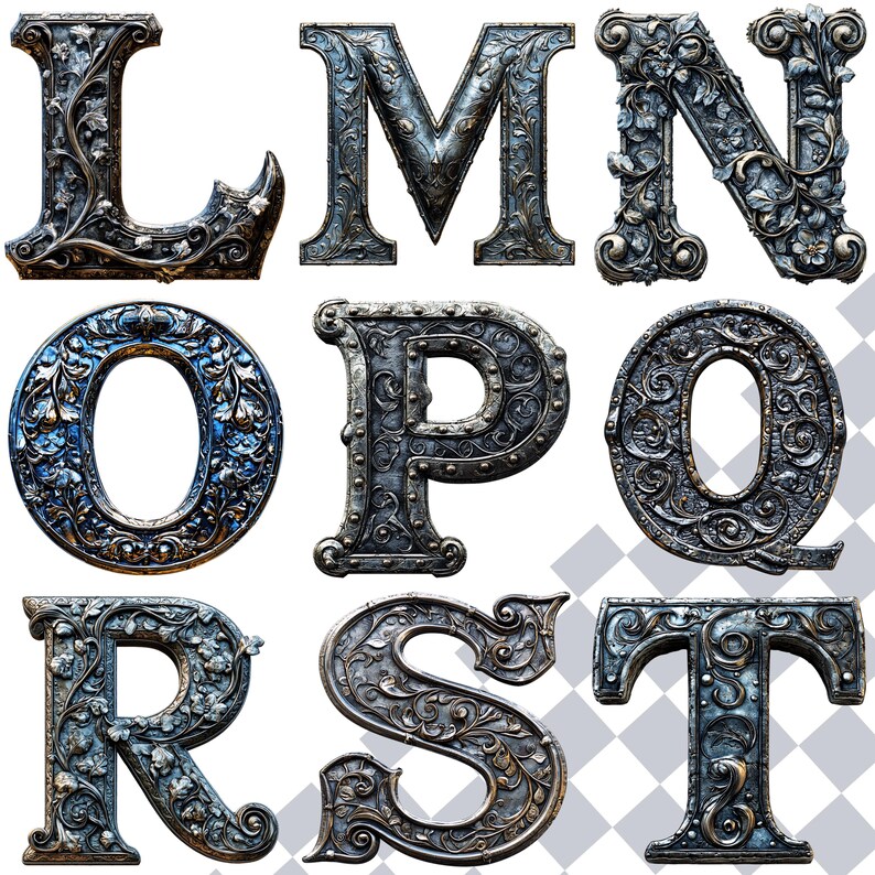 Fancy Medieval Castle Alphabet Letters for Printable and Digital Design ...