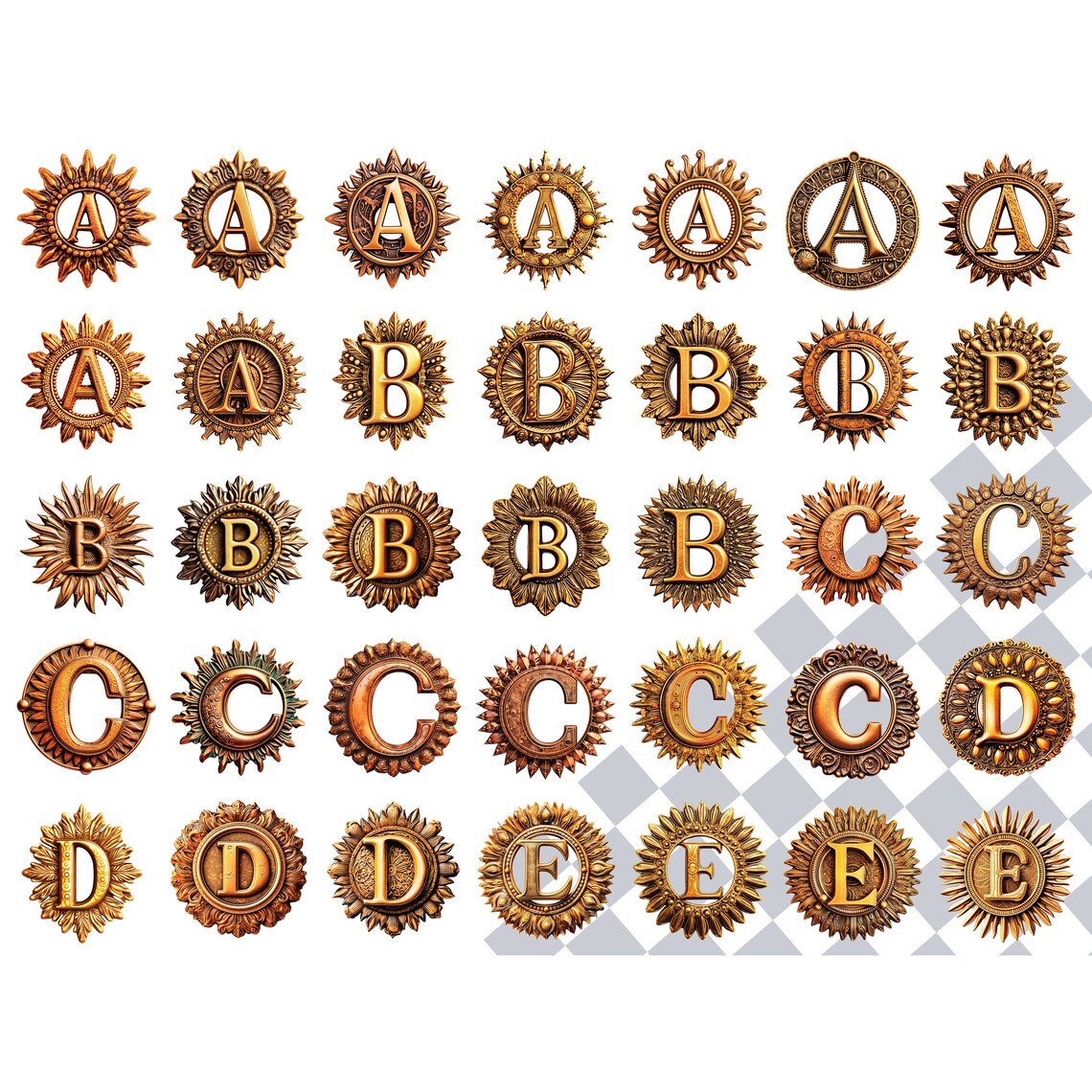 Clipart Decorative Letters for Instant Download PNG Bundle Design ...