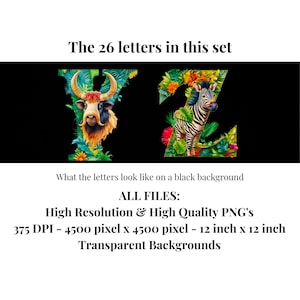 Jungle Animal Alphabet Clipart Commercial Use Digital Art for Banners ...