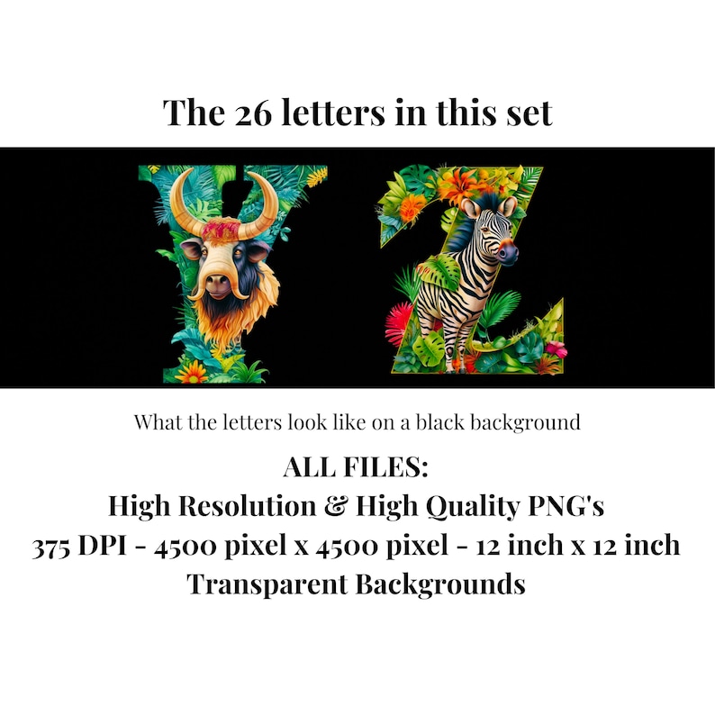 Jungle Animal Alphabet Clipart Commercial Use Digital Art for - Etsy