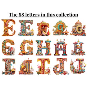 Circus Clipart Alphabet Letters PNG Files for Carnival Digital Download ...