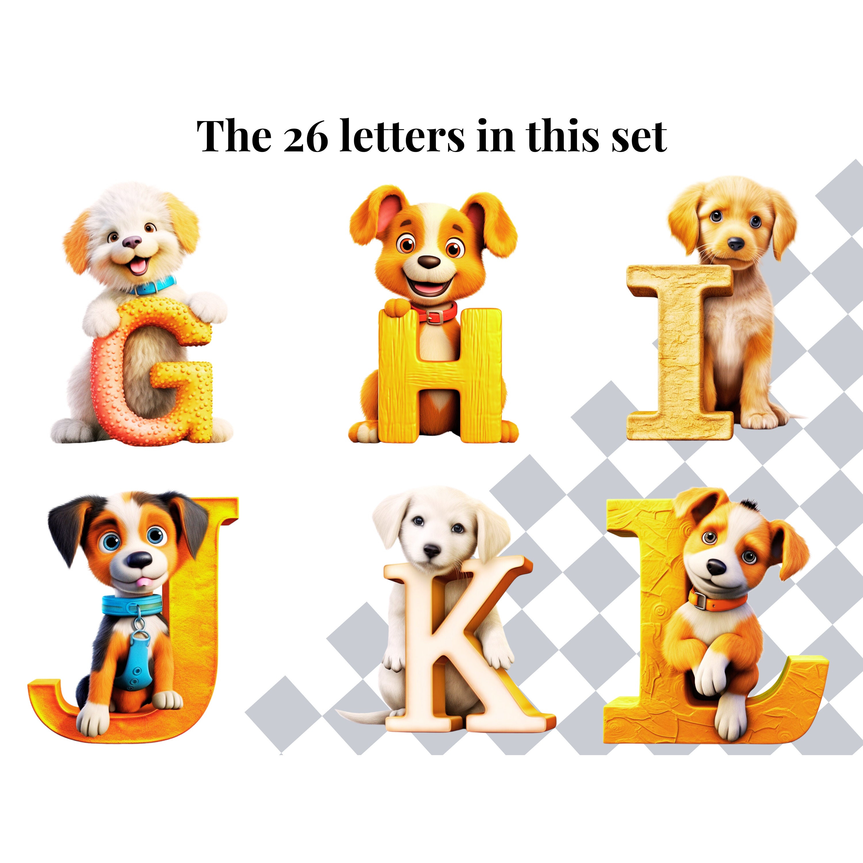 Dog Clipart Animal Alphabet Letters PNG for Instant Download Digital ...