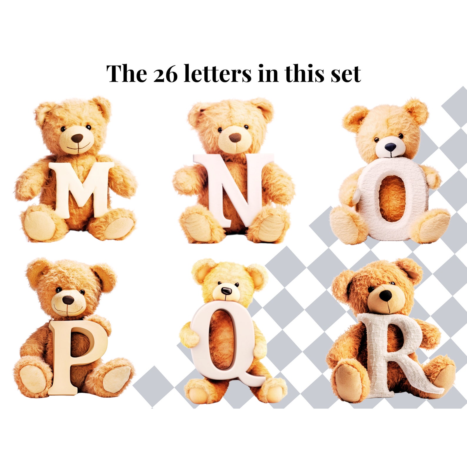 Teddy Bear Alphabet Letters | PNG Font Images | Digital Download - Etsy