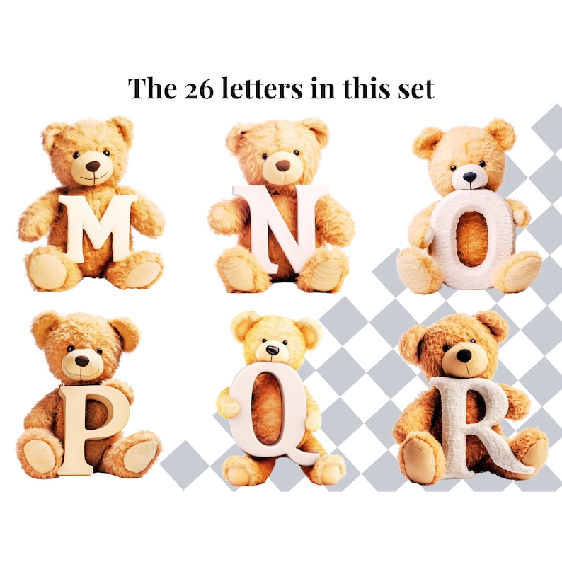 Teddy Bear Alphabet Letters | PNG Font Images | Digital Download - Etsy
