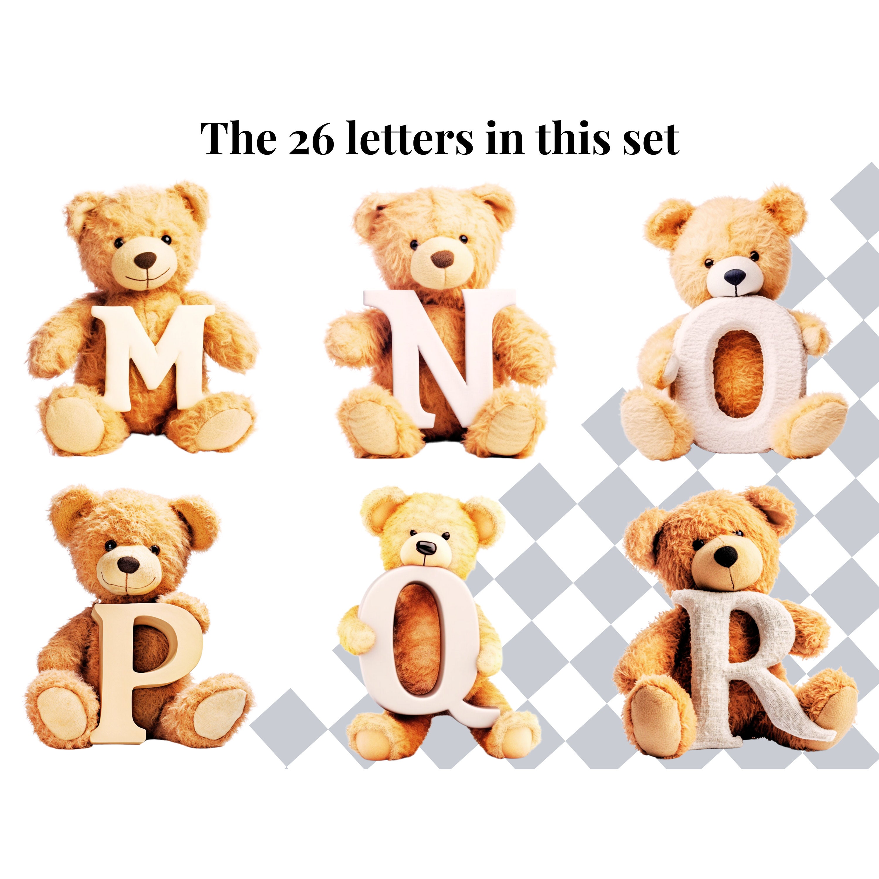 Teddy Bear Digital Clipart Alphabet Letters PNG for Files for Cricut ...