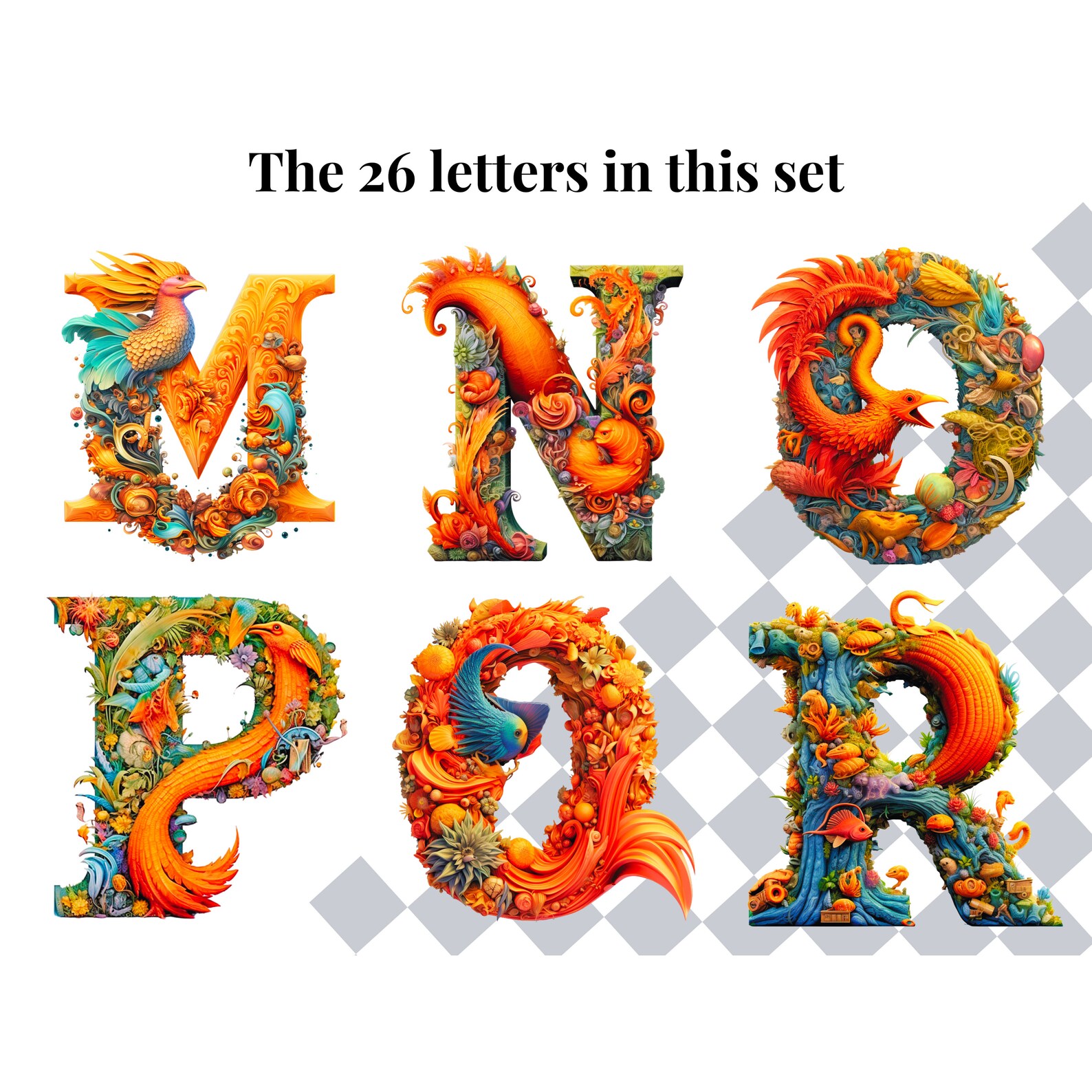 Under the Sea Clipart Alphabet Letters PNG Files for Digital Download ...