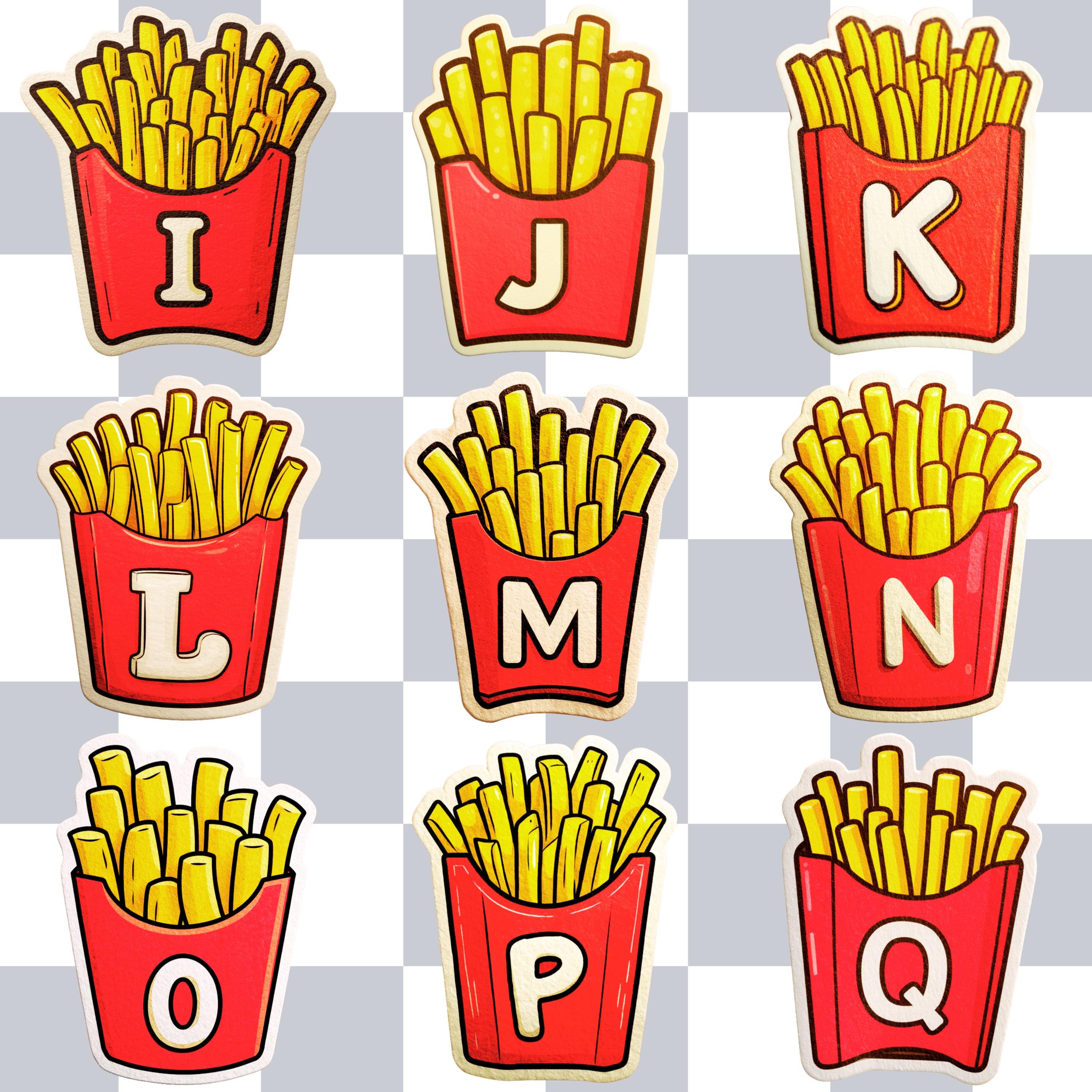 Cute French Fries Clipart PNG Alphabet Letters, Kawaii Clip Art Fast ...
