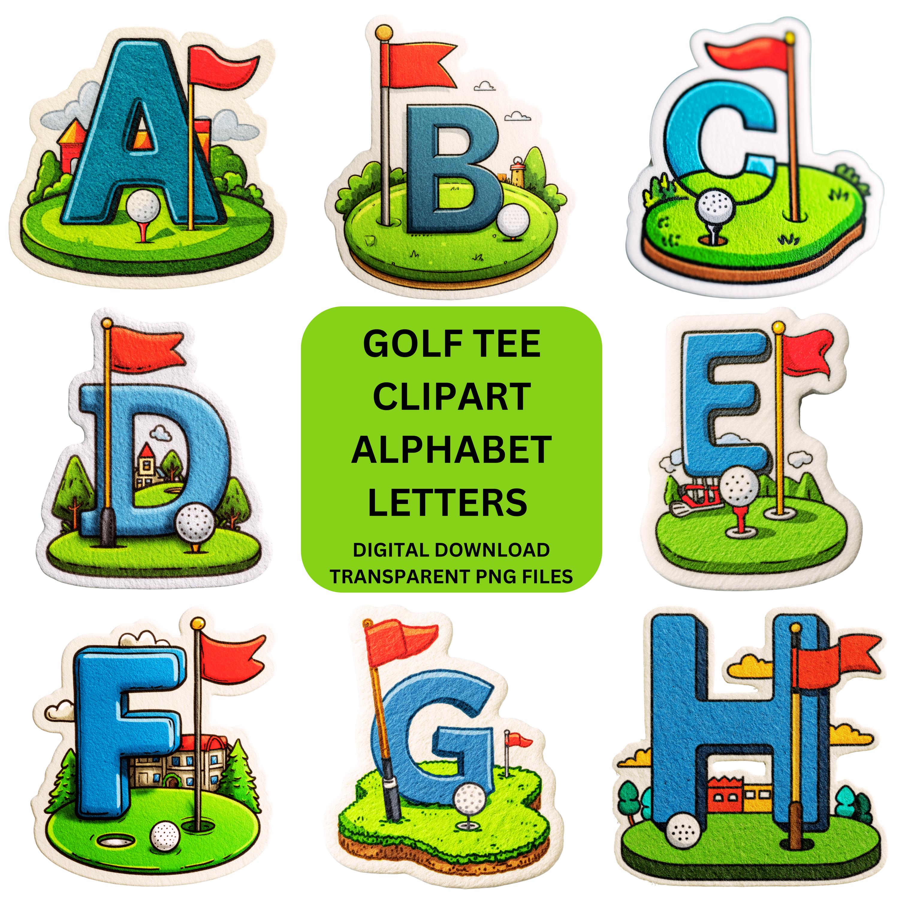 Golf Tee Clipart Alphabet Letters | Sporty Digital Alphabet | Digital ...