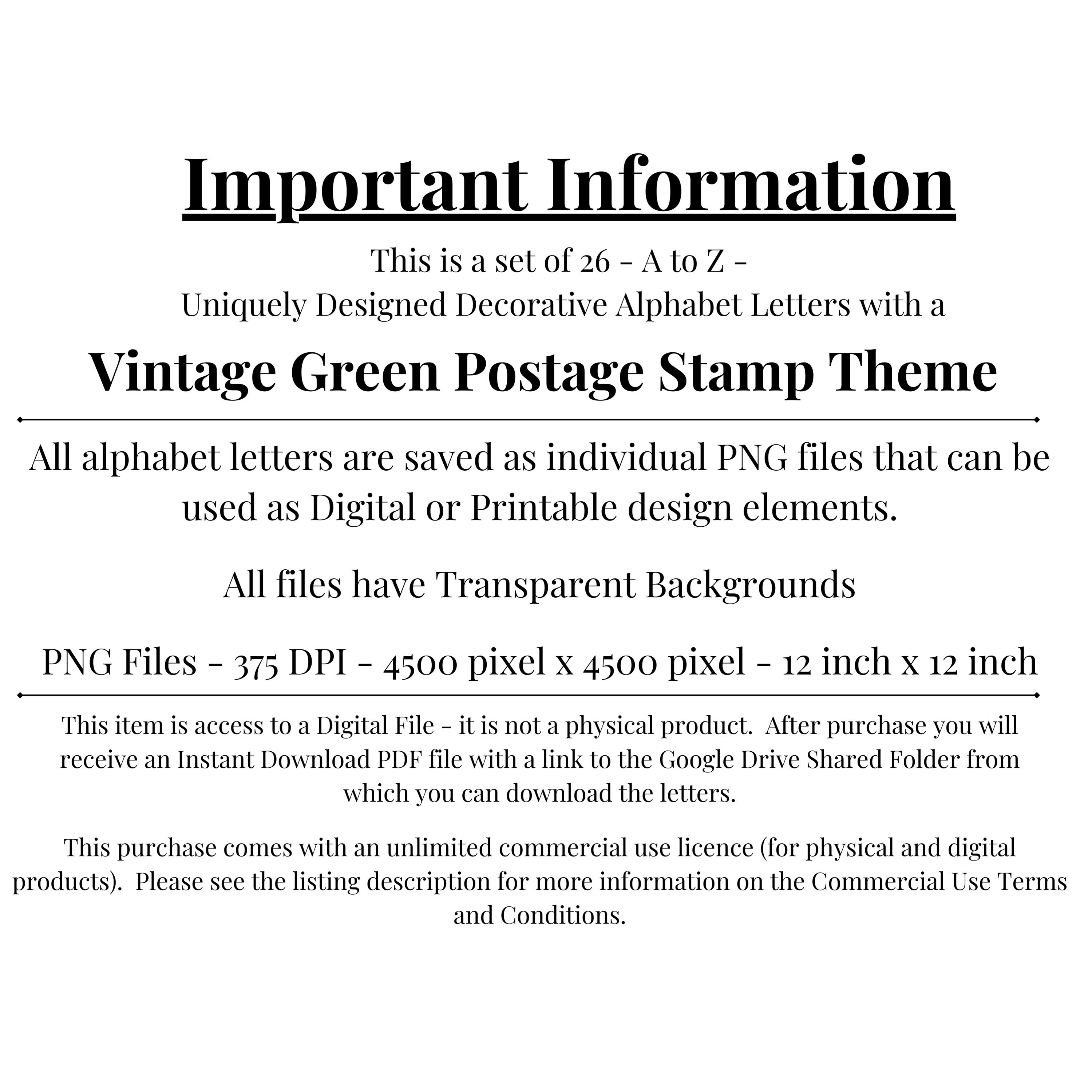 PNG Alphabet Letters | Clipart Green Postage Stamps | Fancy Font ...