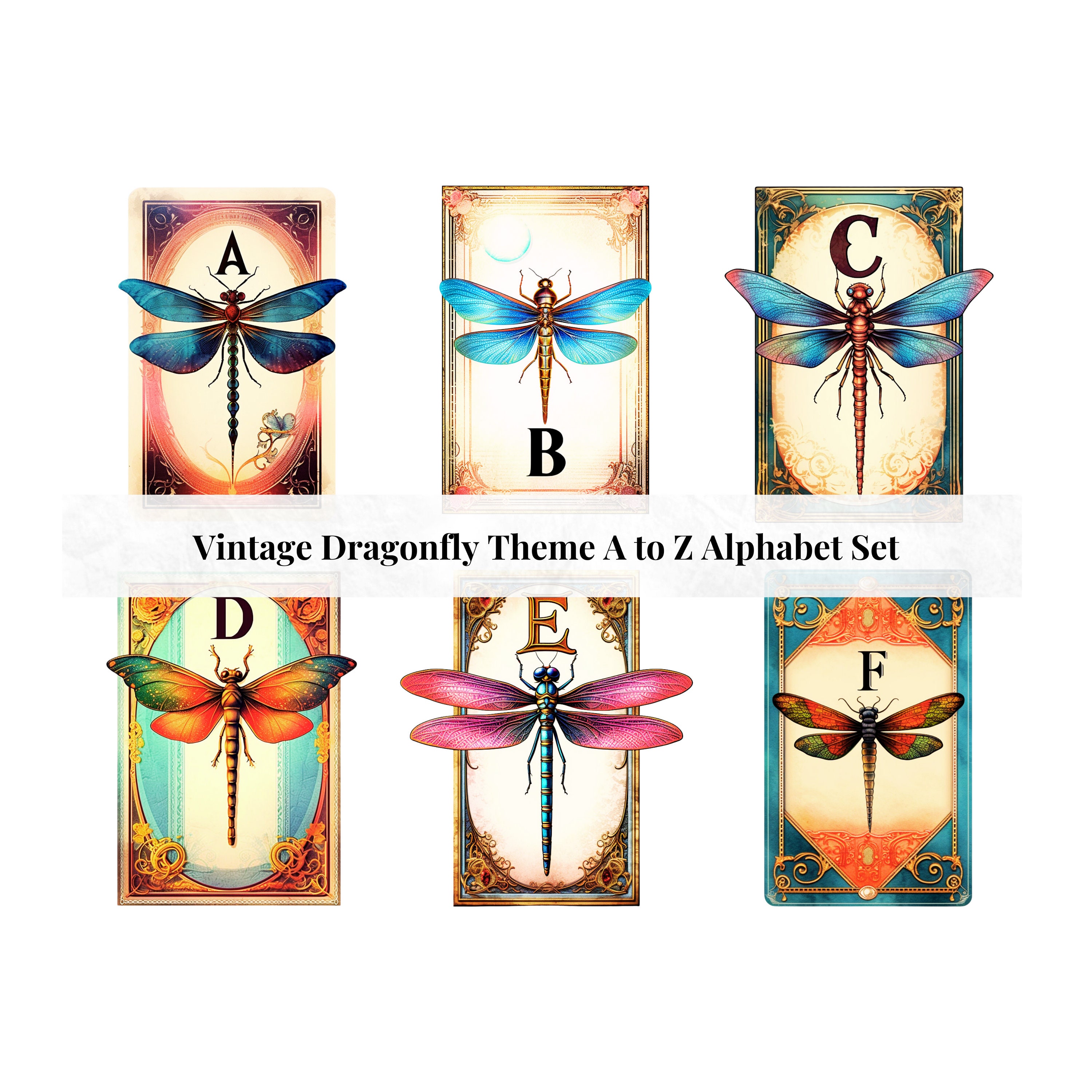 Dragonfly Printable Paper for Vintage Ephemera Digital - Etsy