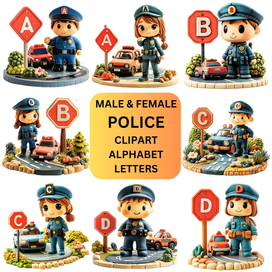 Police Officer Clipart Alphabet Letters PNG, Male & Female Law ...