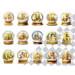Snow Globes Christmas Clipart Commercial Use Alphabet Digital Download ...