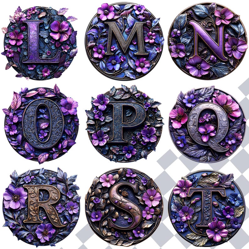 Purple Rose Clipart Alphabet Letters – Floral PNG Digital Download ...