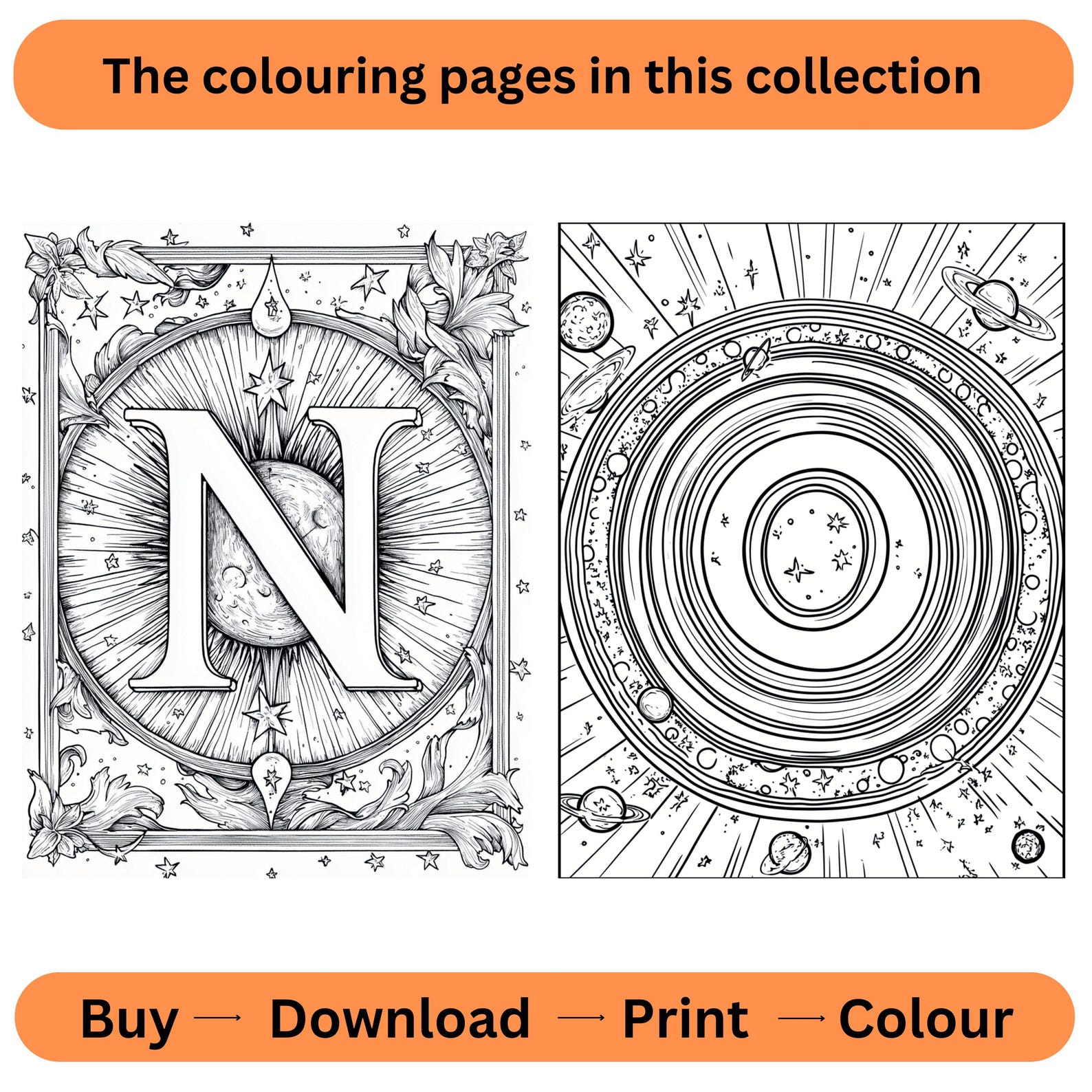 Celestial Printable Coloring Pages | Adult Colouring Pages Downloadable ...